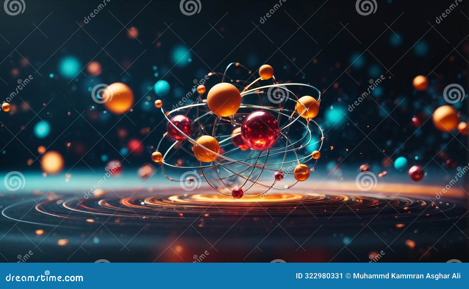 Abstract Conceptual Illustration of Atom with Electrons and Protons ...