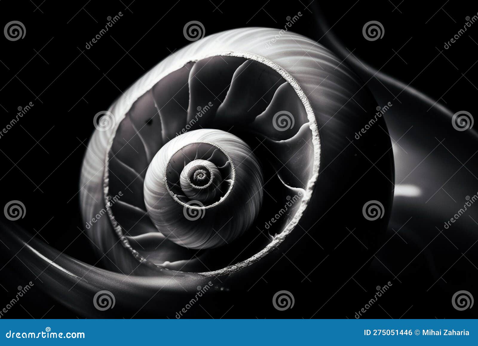 Abstract Conceptual Illustration of a Shell in Black and White High ...