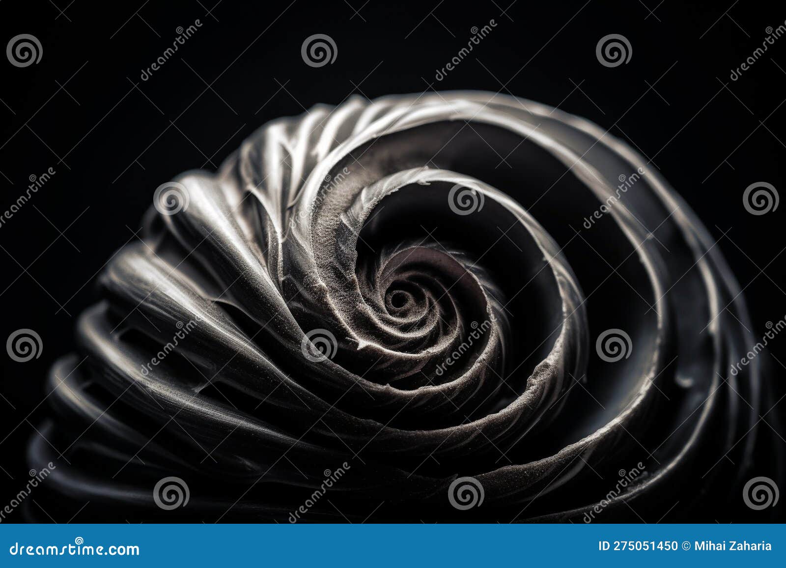 Abstract Conceptual Illustration of a Shell in Black and White High ...