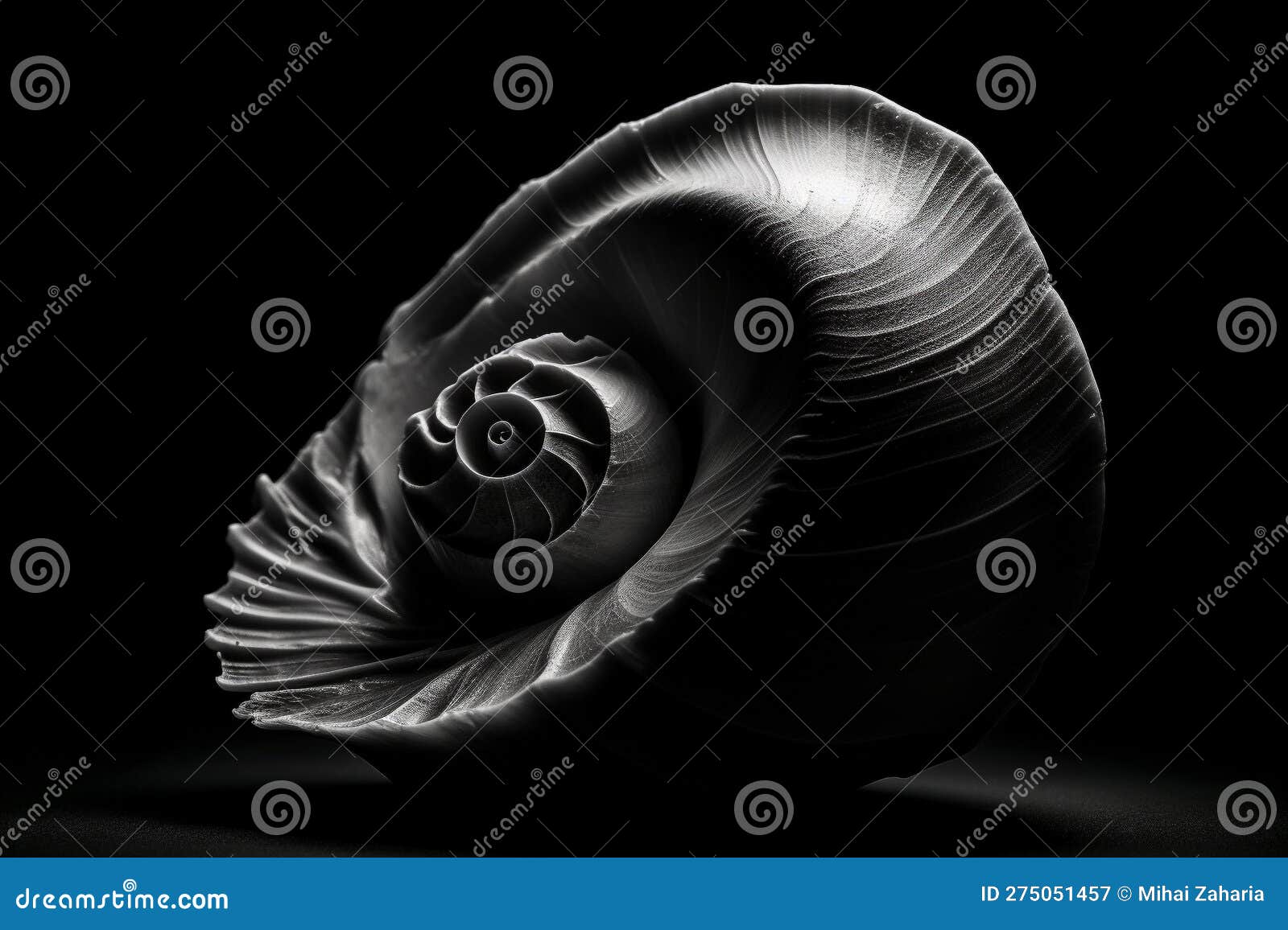 Abstract Conceptual Illustration of a Shell in Black and White High ...