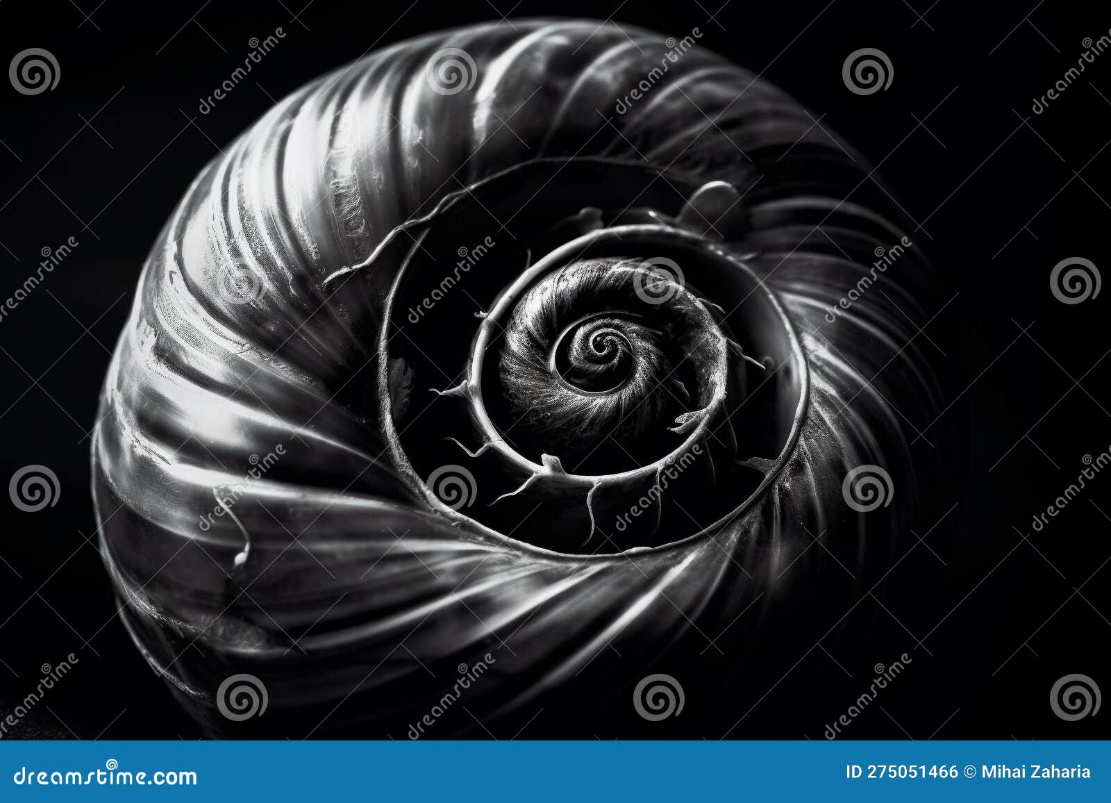 Abstract Conceptual Illustration of a Shell in Black and White High ...