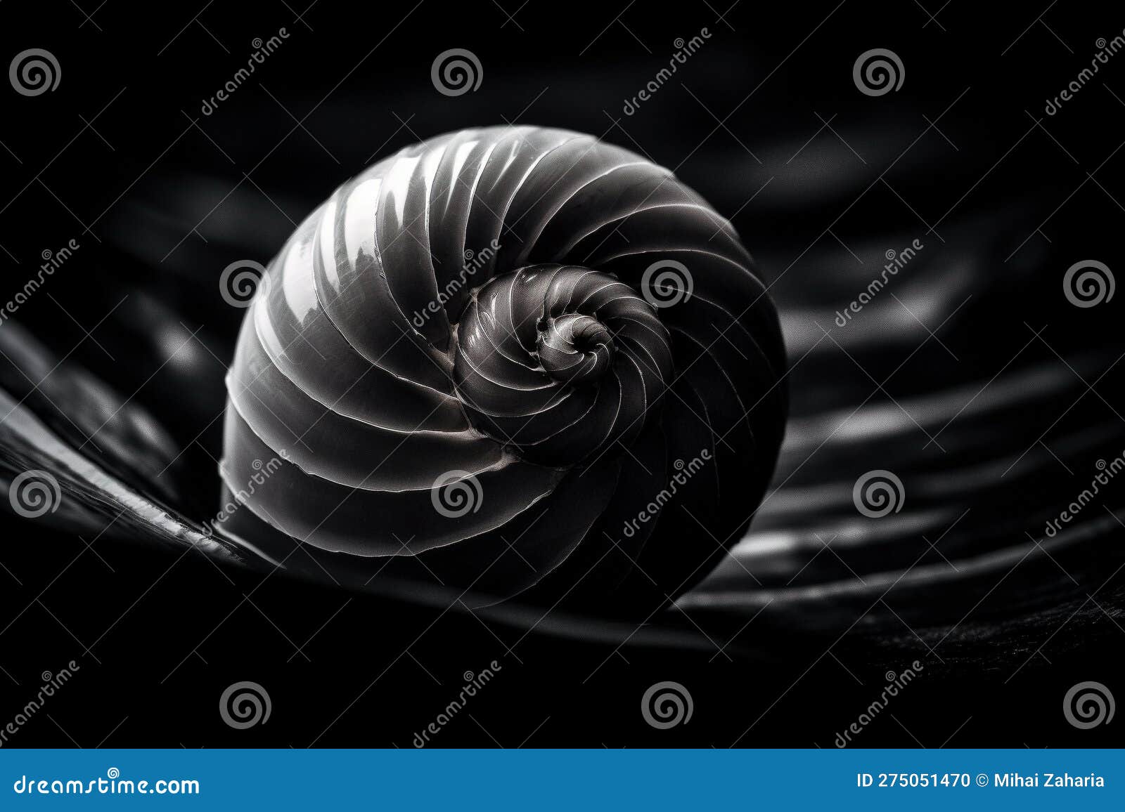 Abstract Conceptual Illustration of a Shell in Black and White High ...