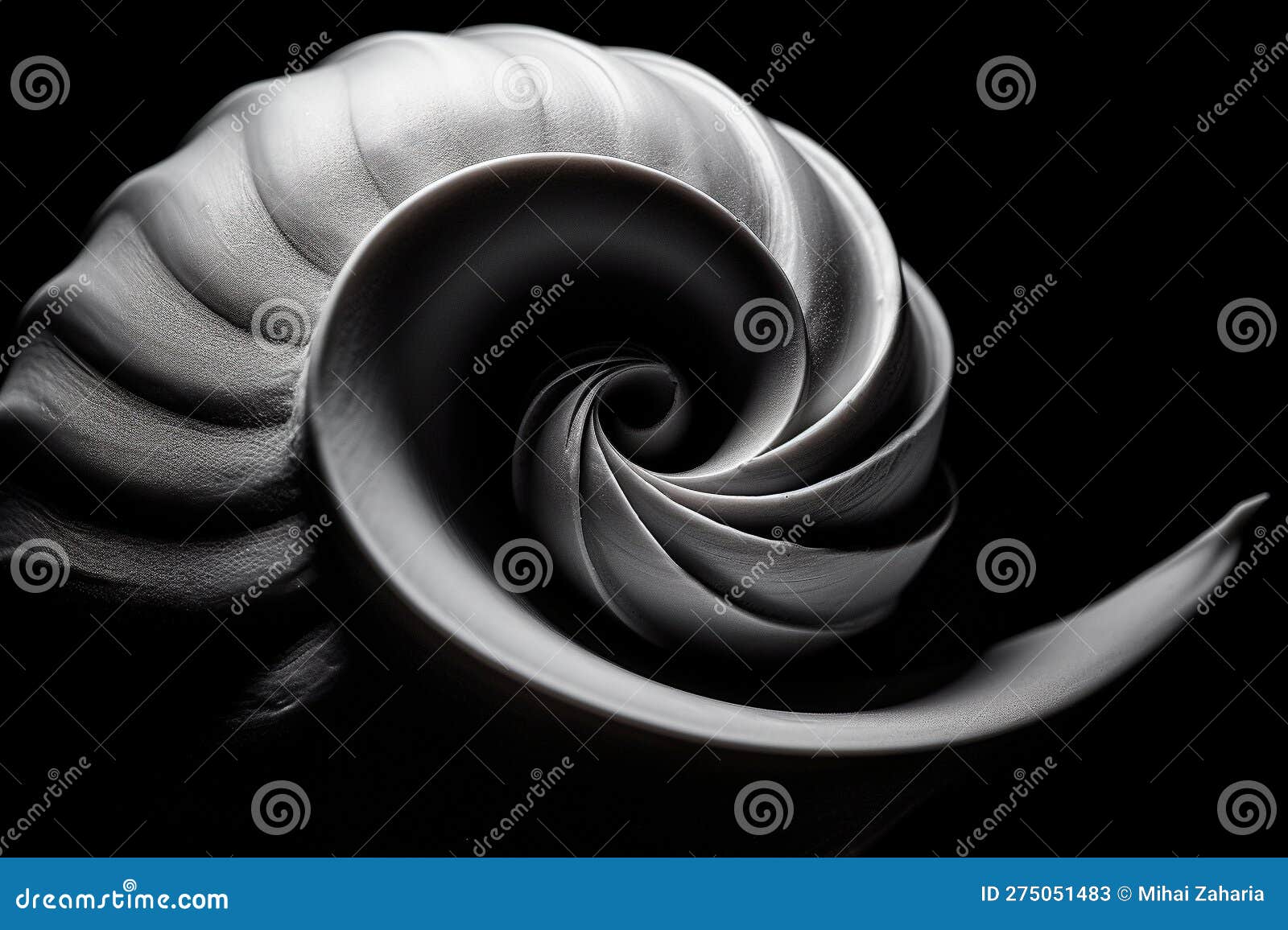 Abstract Conceptual Illustration of a Shell in Black and White High ...