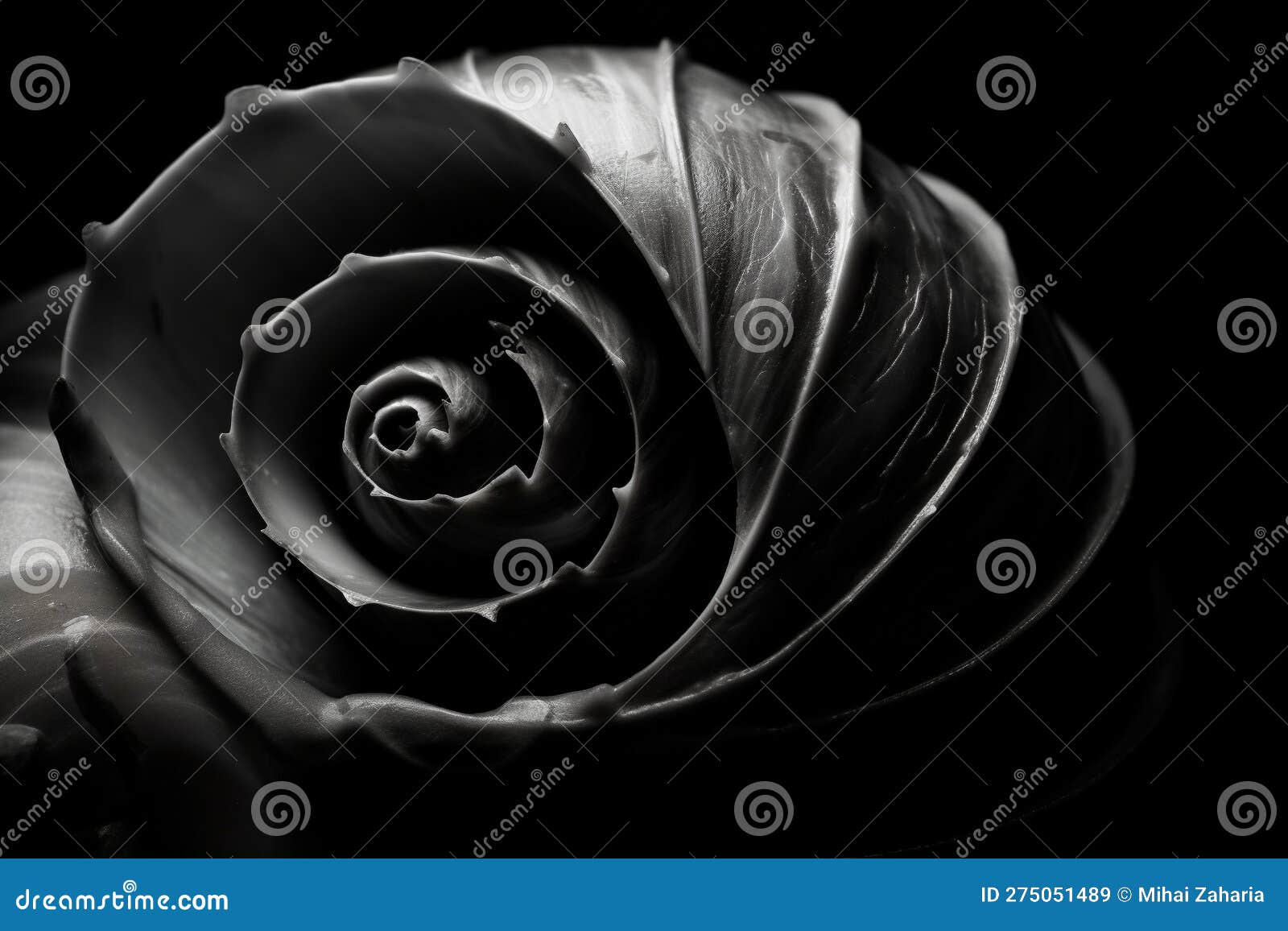 Abstract Conceptual Illustration of a Shell in Black and White High ...