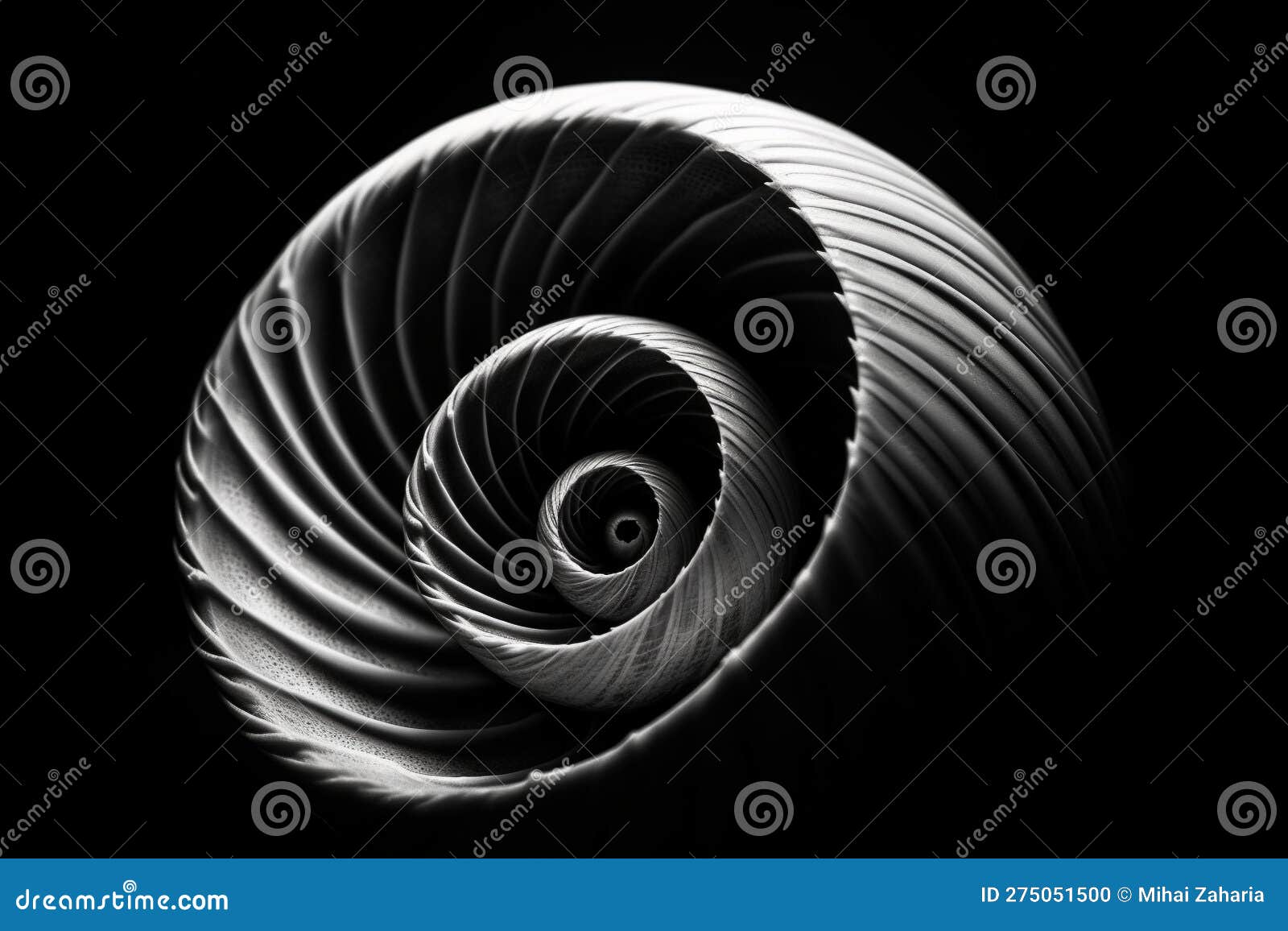 Abstract Conceptual Illustration of a Shell in Black and White High ...