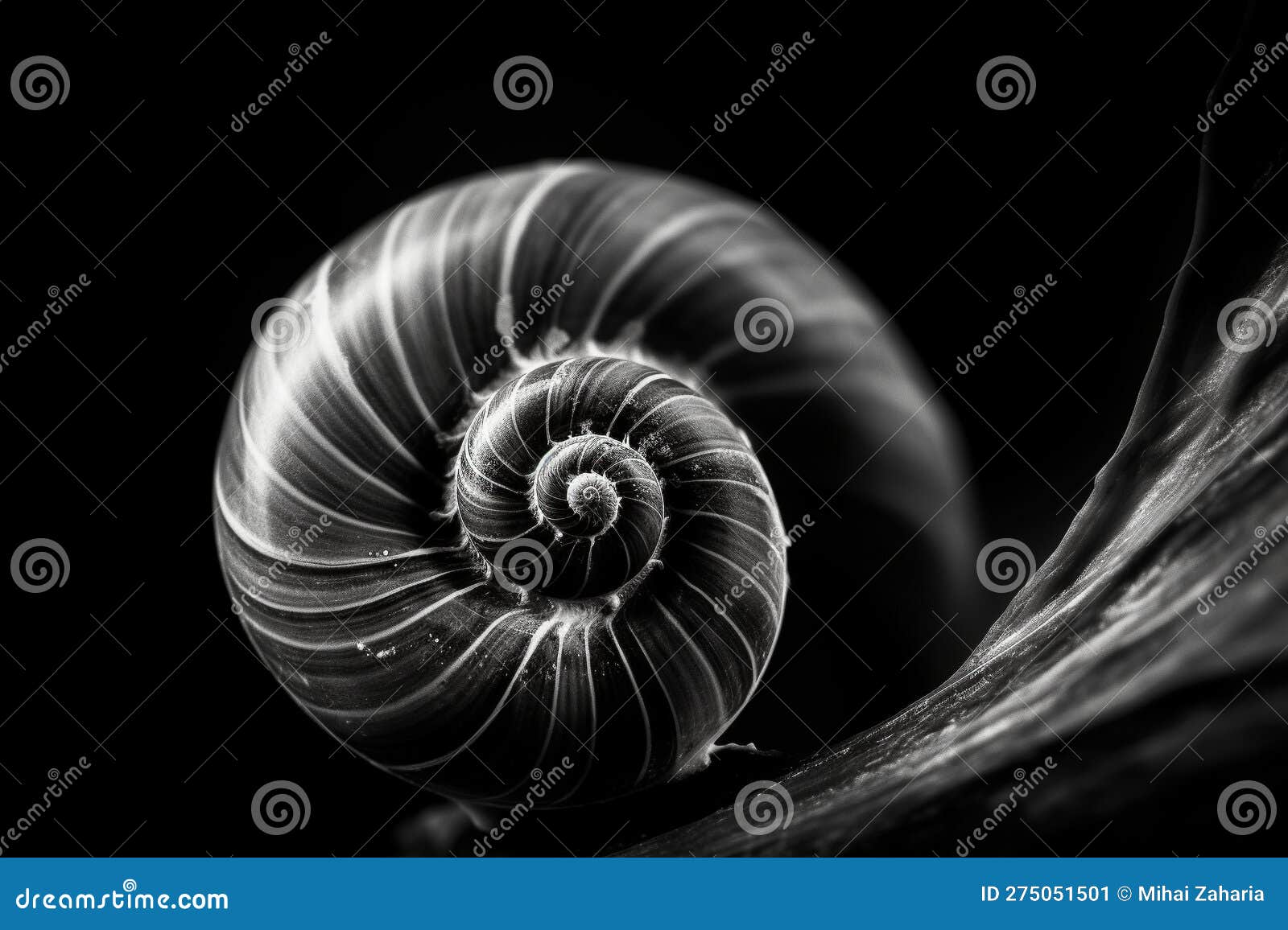 Abstract Conceptual Illustration of a Shell in Black and White High ...