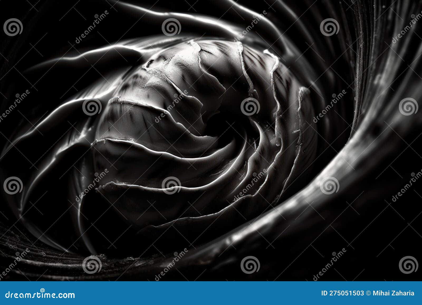 Abstract Conceptual Illustration of a Shell in Black and White High ...