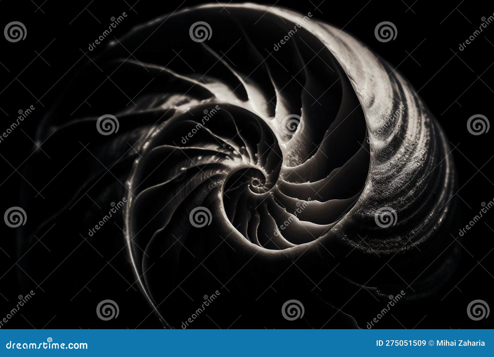 Abstract Conceptual Illustration of a Shell in Black and White High ...