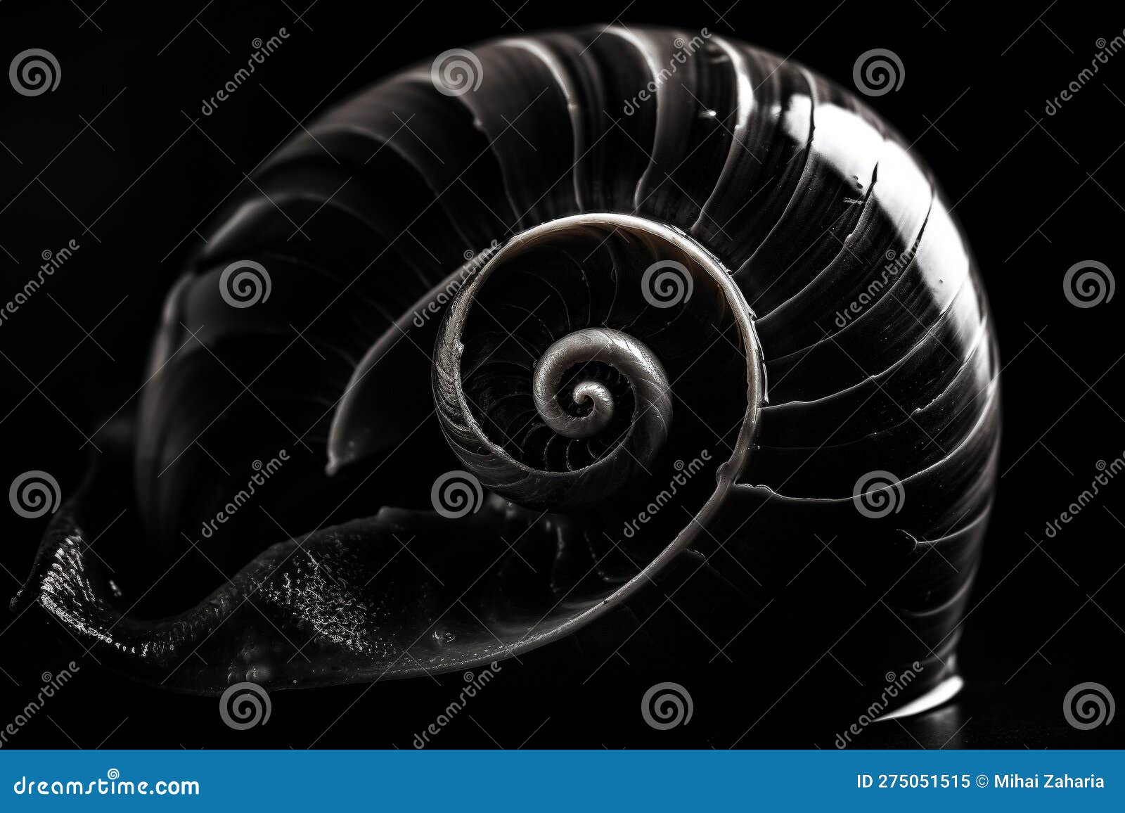 Abstract Conceptual Illustration of a Shell in Black and White High ...
