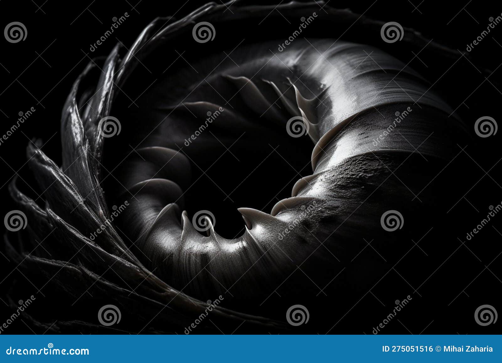Abstract Conceptual Illustration of a Shell in Black and White High ...