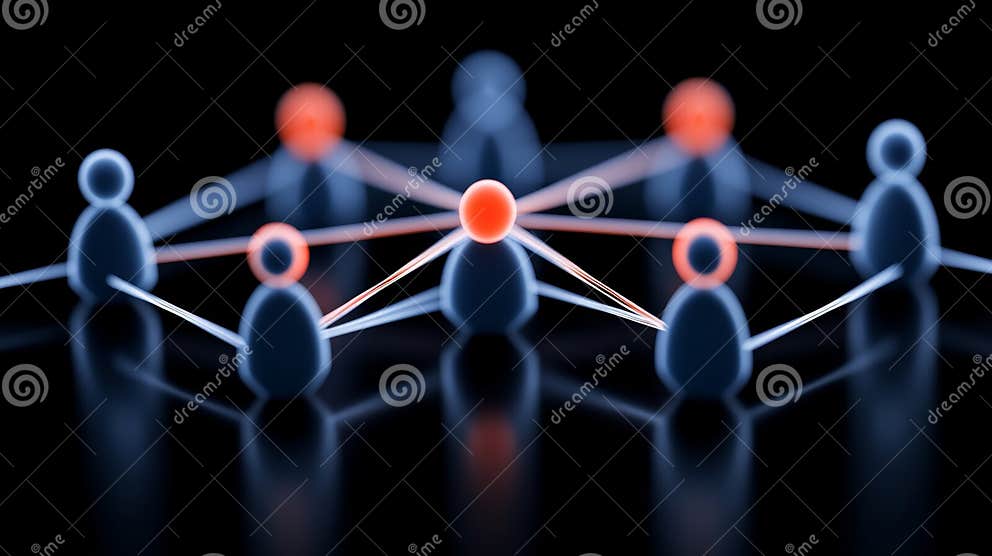 Abstract Conceptual Network with Connected Nodes and Red Glowing ...