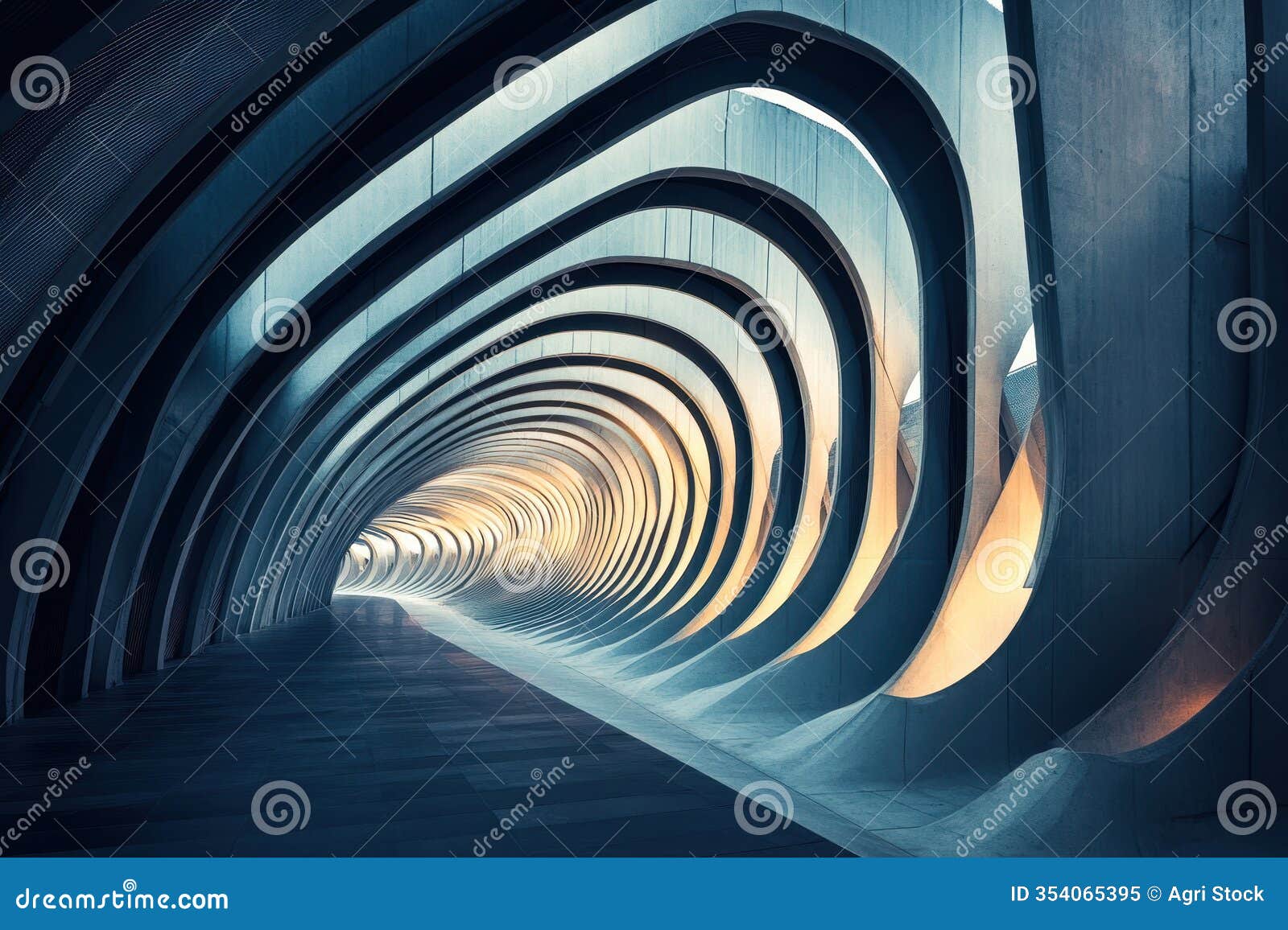 Abstract Concrete Arched Structure with a Pathway Stock Illustration ...