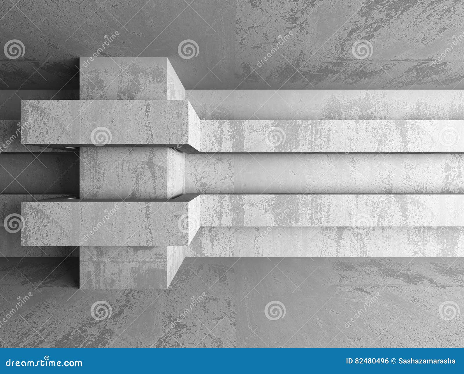Abstract Concrete Architecture Basement Room Geometric Background Stock ...