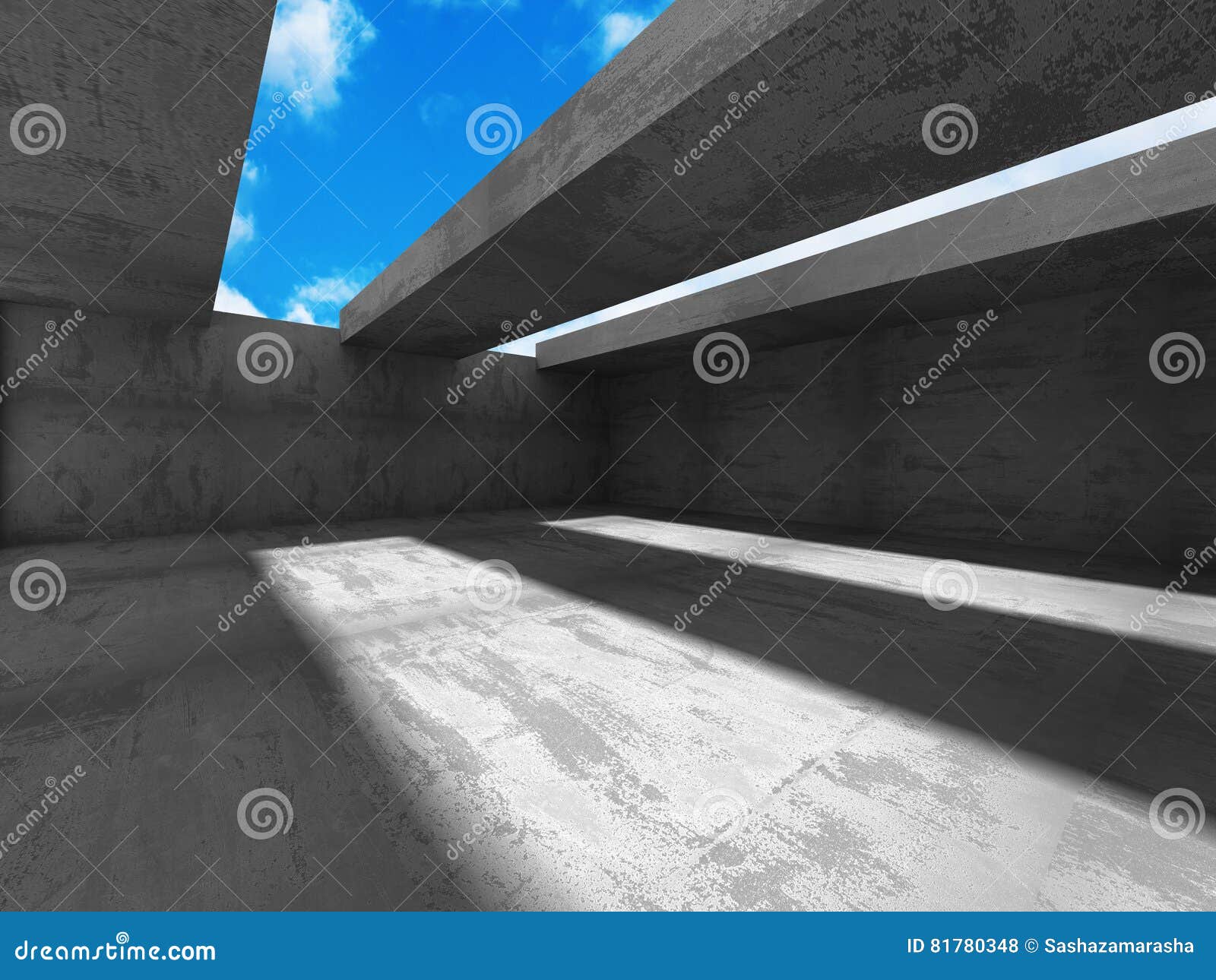 Abstract Concrete Architecture on Cloud Sky Background Stock ...