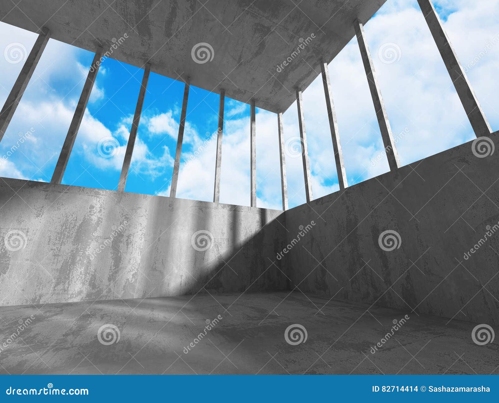 Abstract Concrete Architecture on Cloud Sky Background Stock ...
