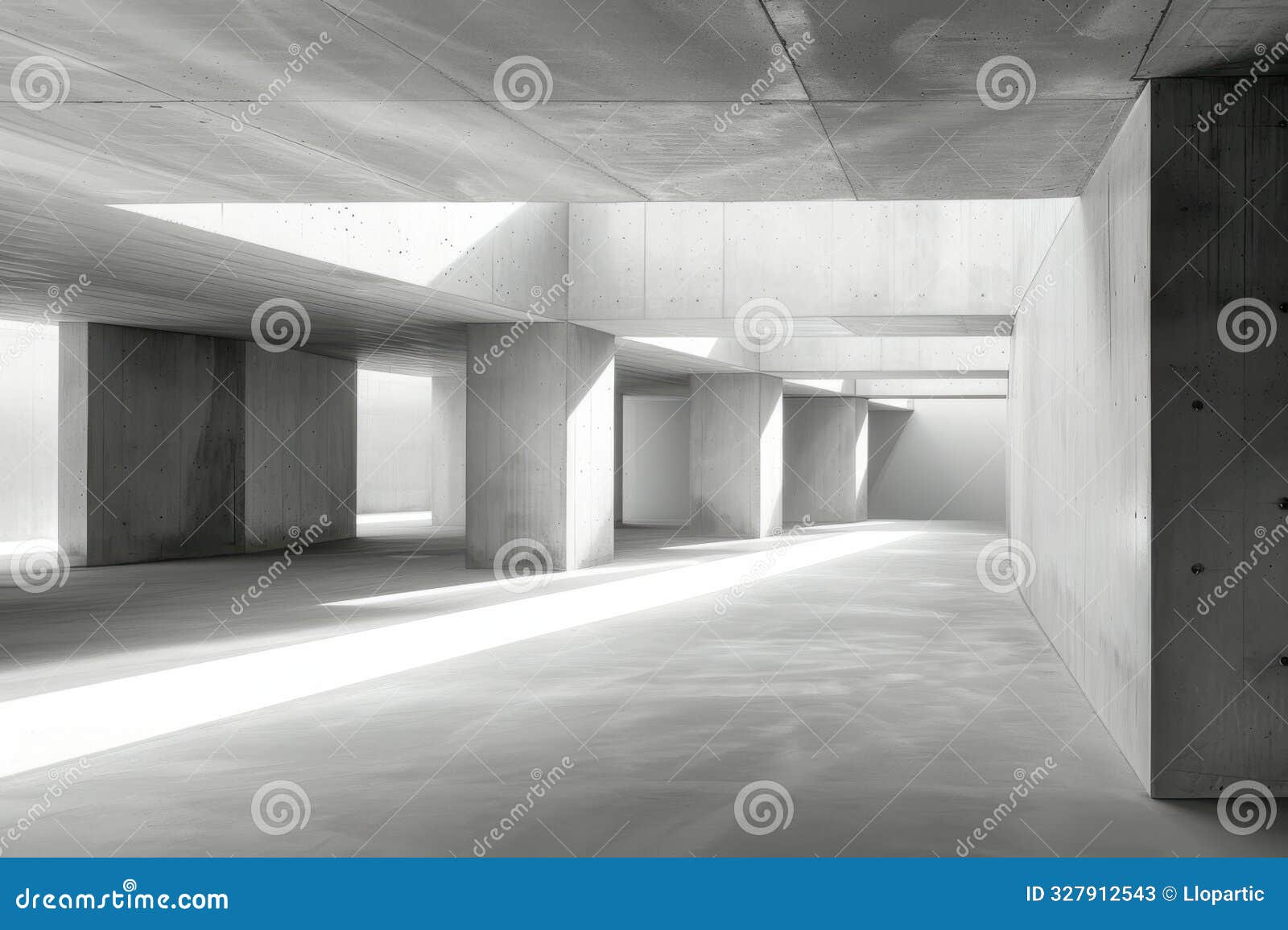 Abstract Concrete Corridor with Repeating Geometric Patterns and ...