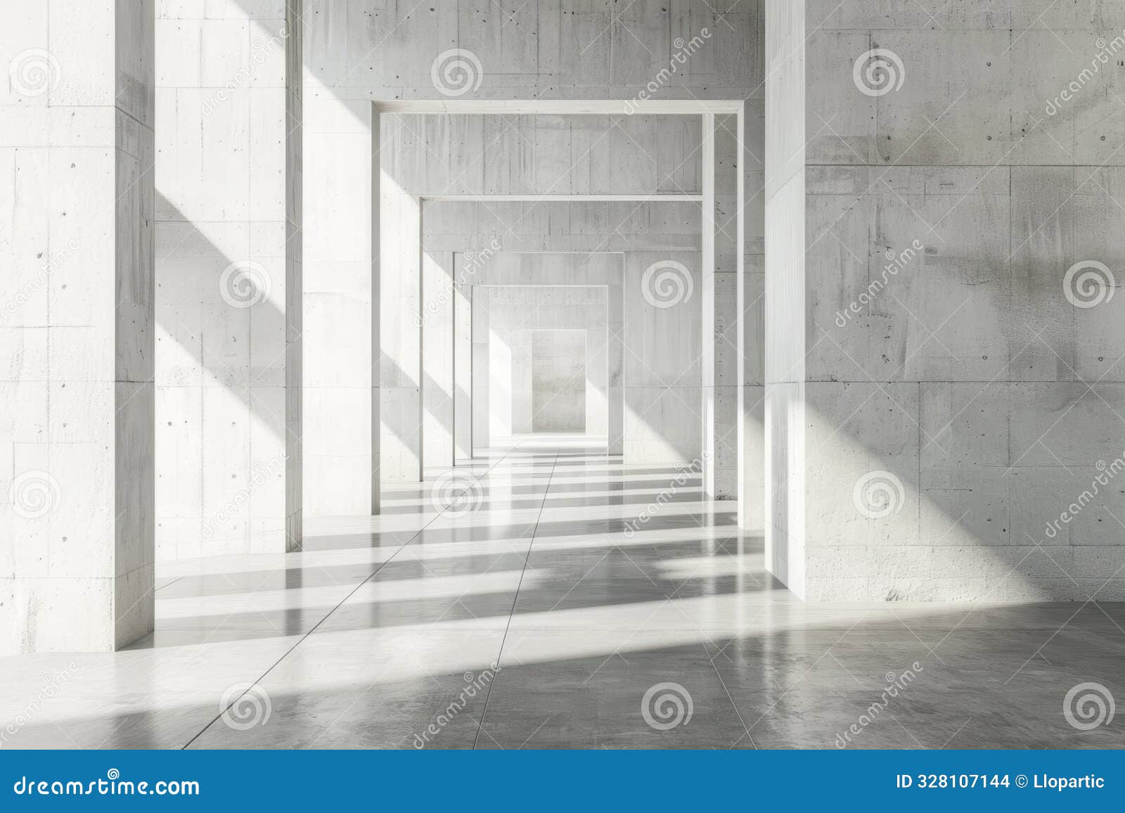 Abstract Concrete Corridor with Repeating Geometric Patterns and ...