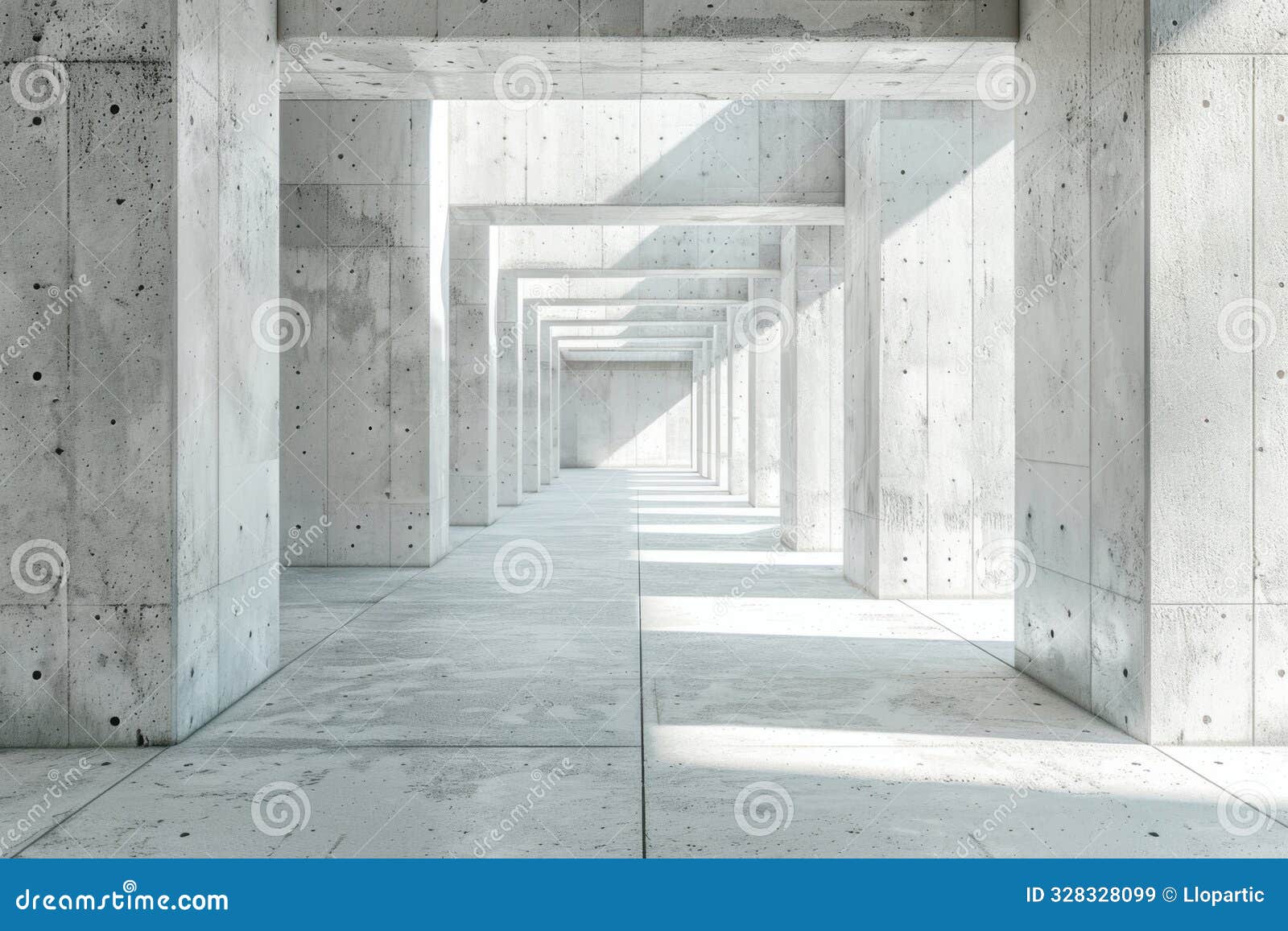 Abstract Concrete Corridor with Repeating Geometric Patterns and ...