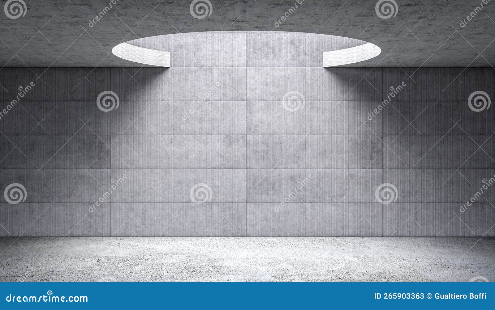 Abstract Concrete Interior with Large Circular Opening on the Ceiling ...