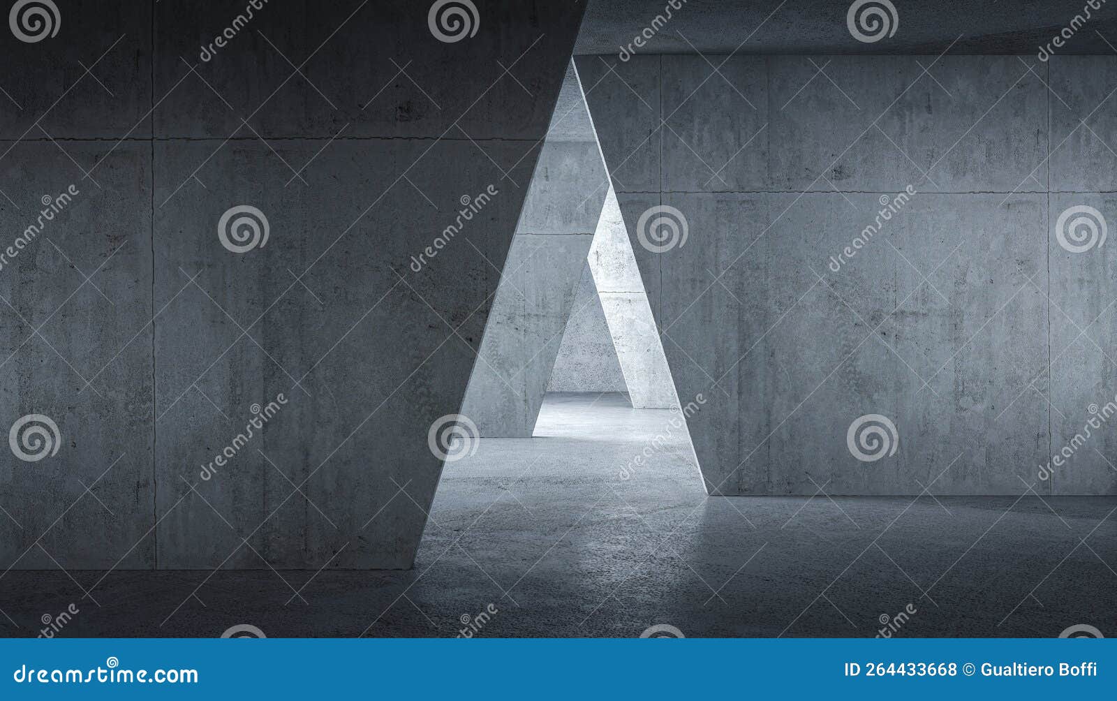 Abstract Concrete Interior in Triangular Shapes Stock Illustration ...