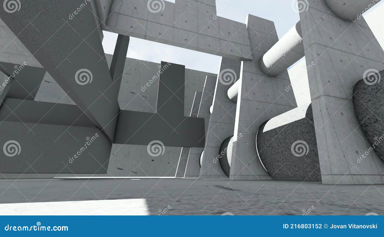 Abstract concrete shape stock illustration. Illustration of corridor ...
