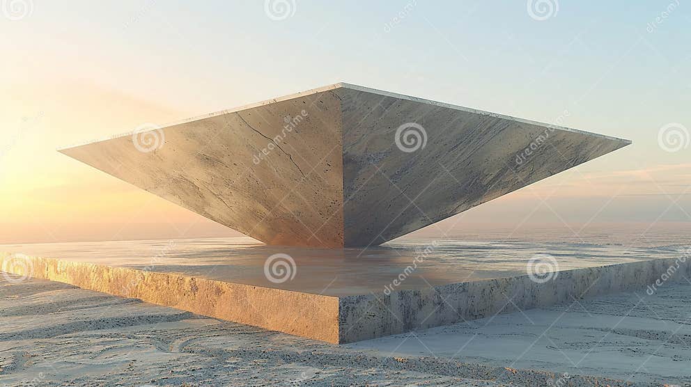 Abstract Concrete Structure in a Desolate Landscape Stock Illustration ...