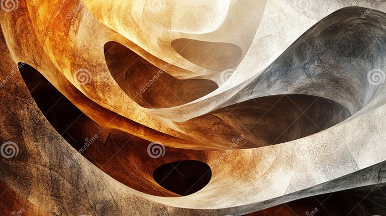 Abstract Concrete Structure with Intertwined Curves and Shadows Stock ...