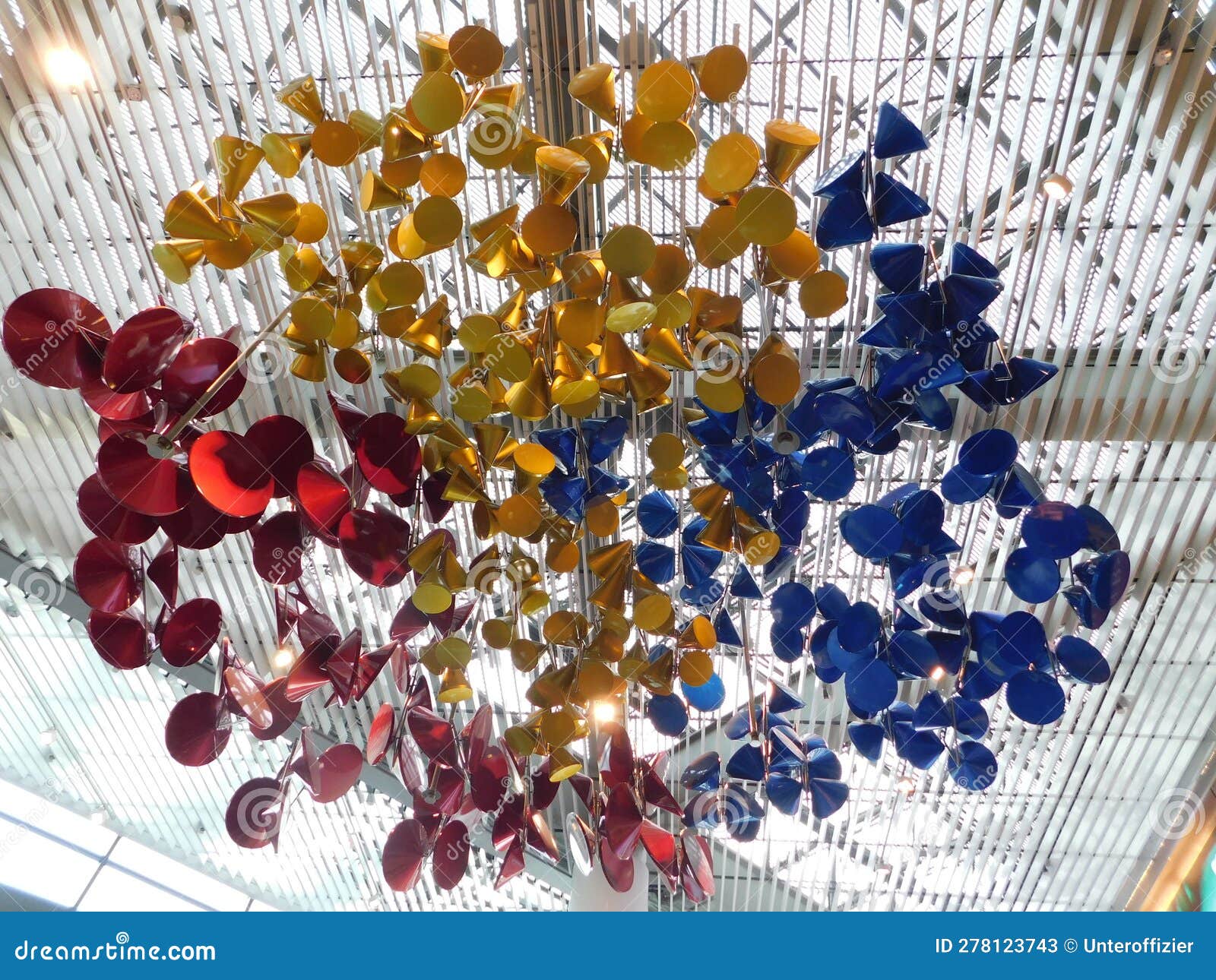 Abstract Cone Shaped Colored Hanging Ceiling Decorations Stock Image ...