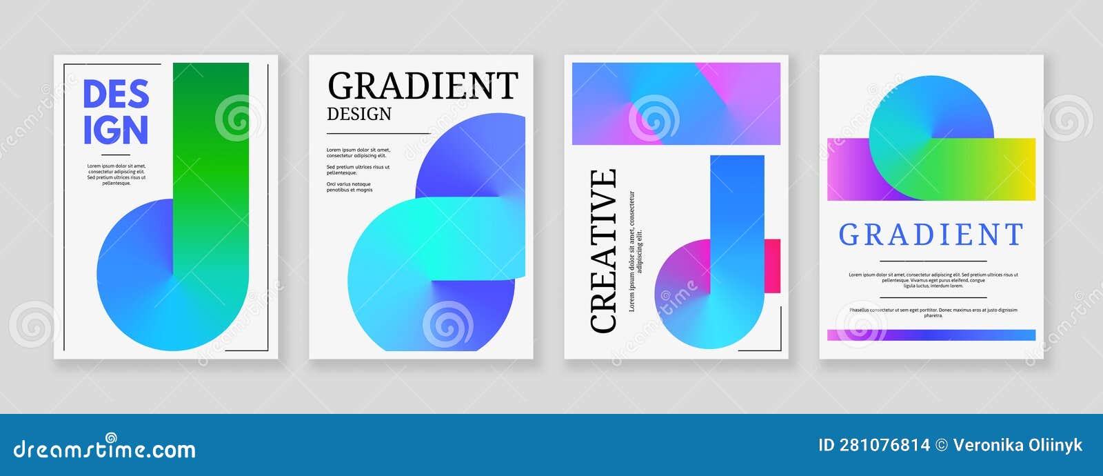 Abstract Conical Gradient Posters. Limitless Gradients Shape Flyer ...