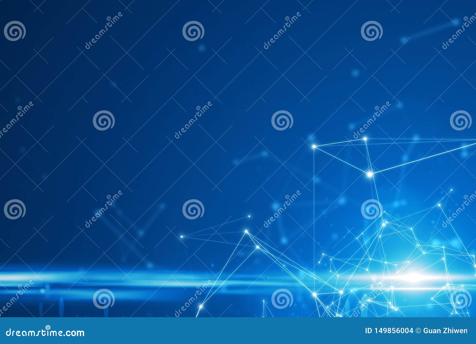 Abstract Connected Dots on Bright Blue Background Stock Illustration ...