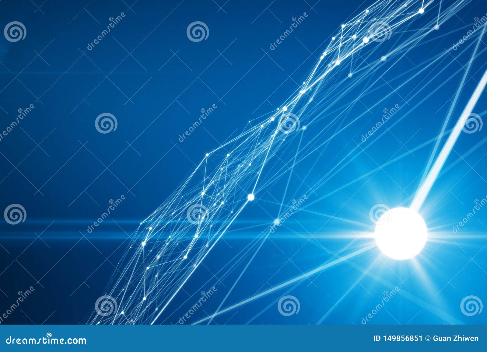 Abstract Connected Dots on Bright Blue Background Stock Illustration ...