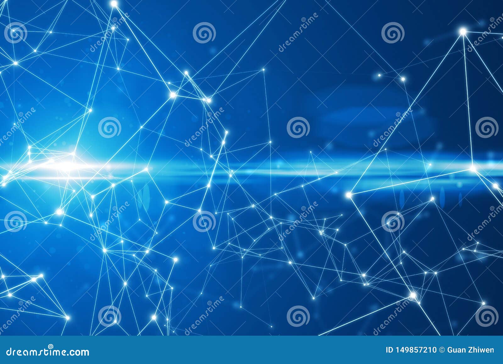 Abstract Connected Dots on Bright Blue Background Stock Illustration ...