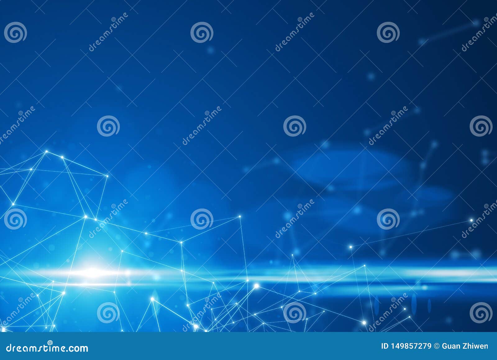Abstract Connected Dots on Bright Blue Background Stock Illustration ...