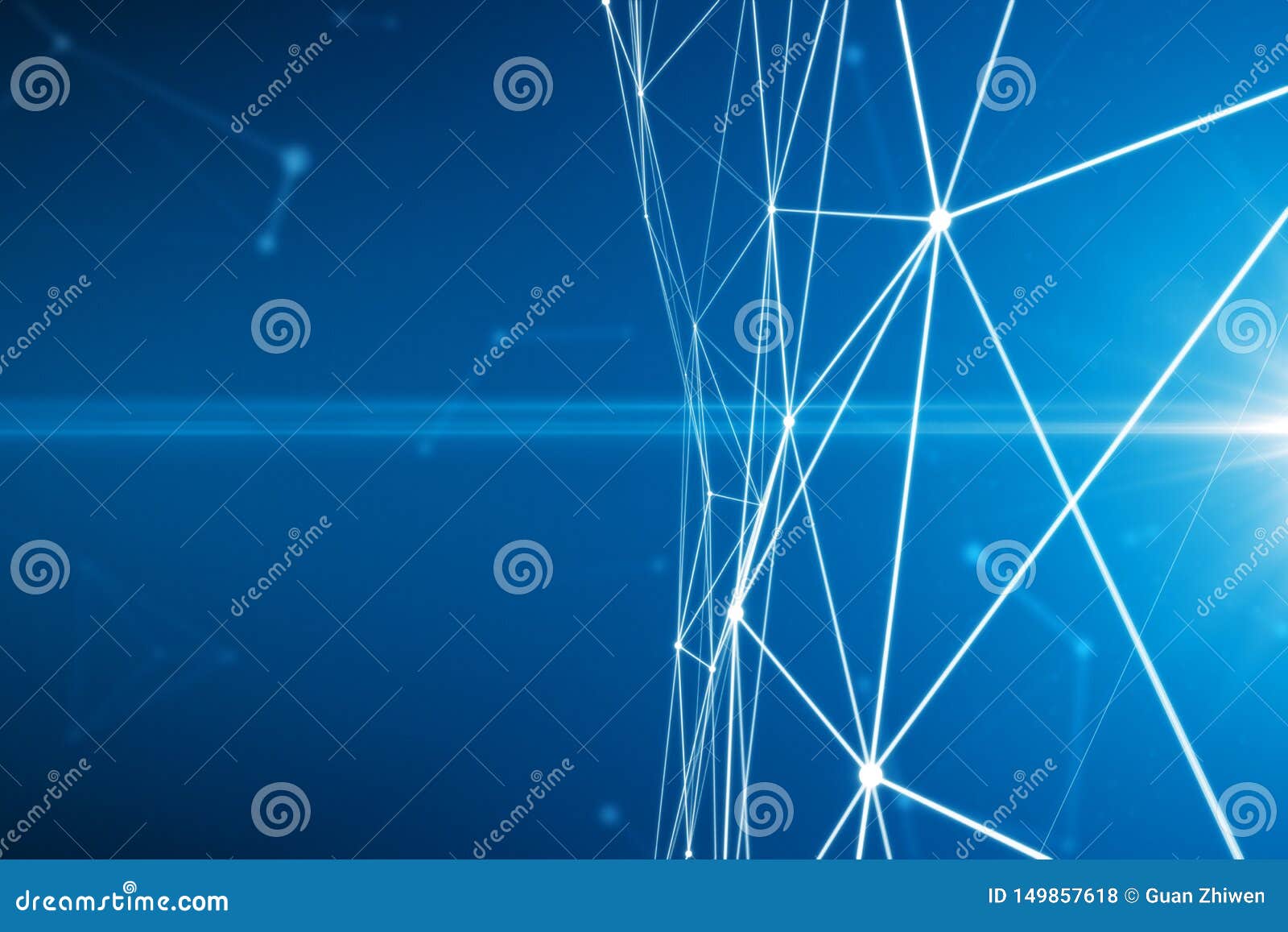 Abstract Connected Dots on Bright Blue Background Stock Illustration ...