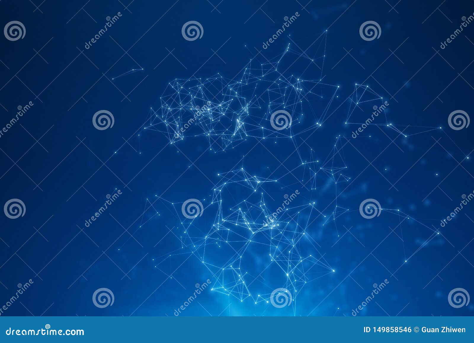 Abstract Connected Dots on Bright Blue Background Stock Illustration ...