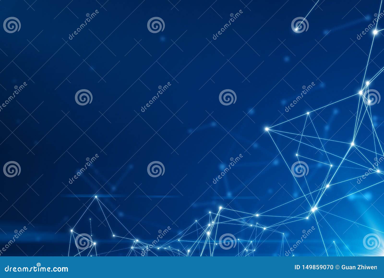 Abstract Connected Dots on Bright Blue Background Stock Illustration ...