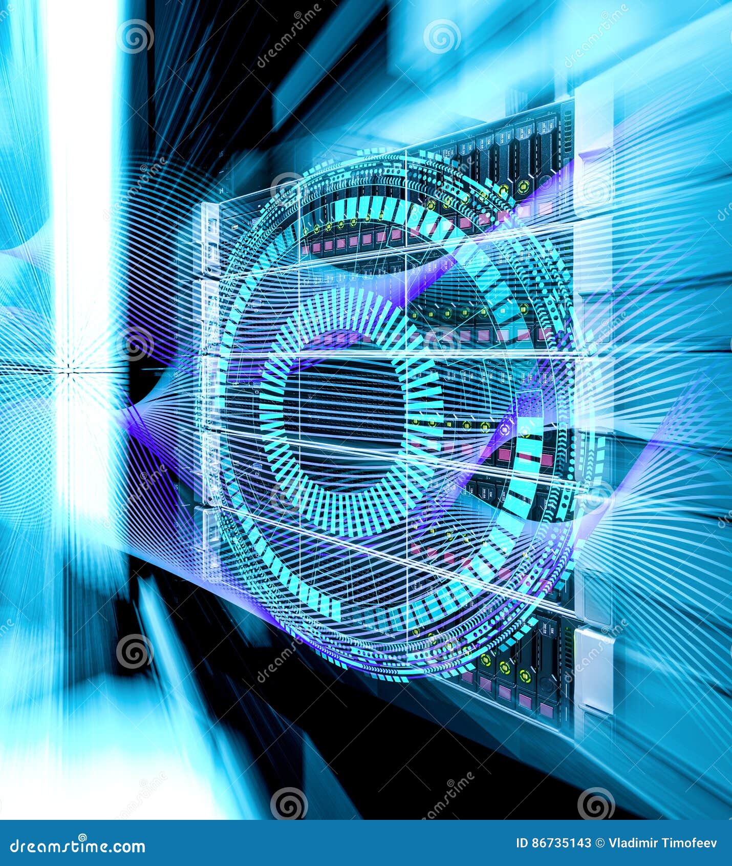 Abstract Connected Dots on Bright Blue Background. Technology Concept ...