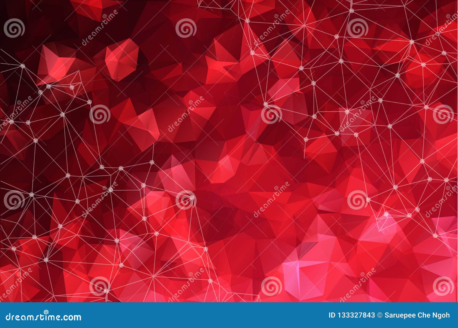 Abstract Connected Dots on Bright Red Background. Technology Con Stock ...