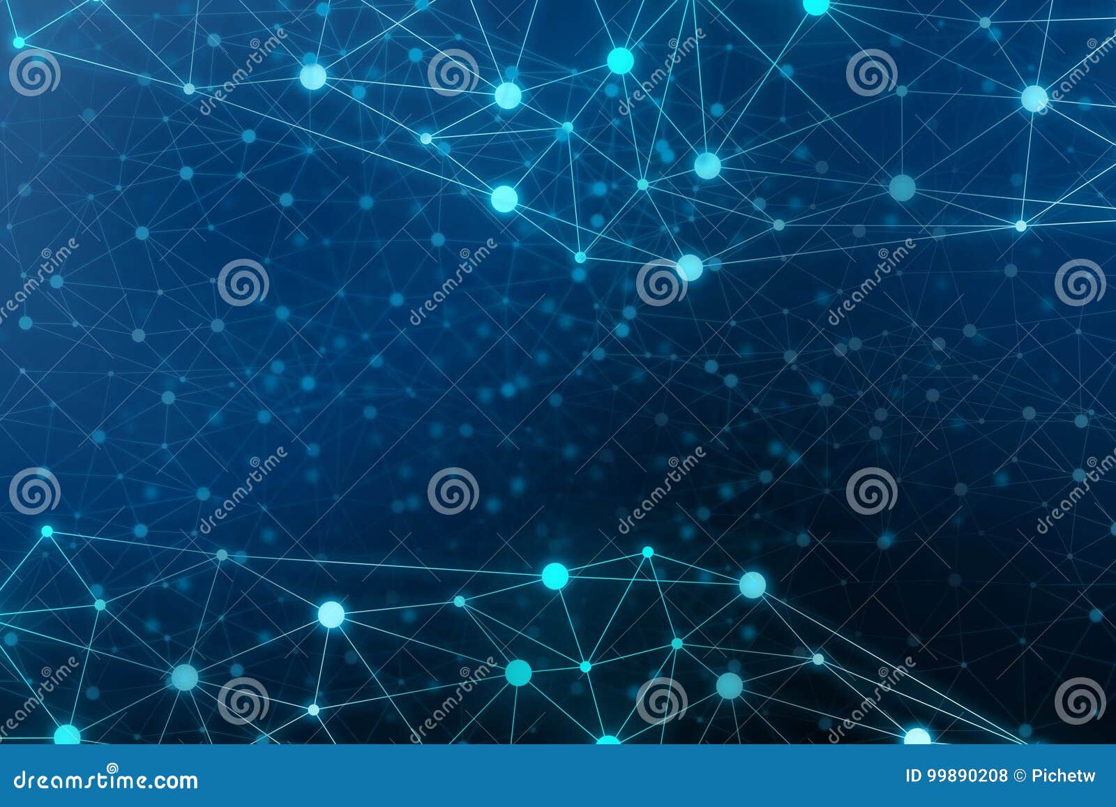 Abstract Connected Dots Communication Network on Blue Background Stock ...