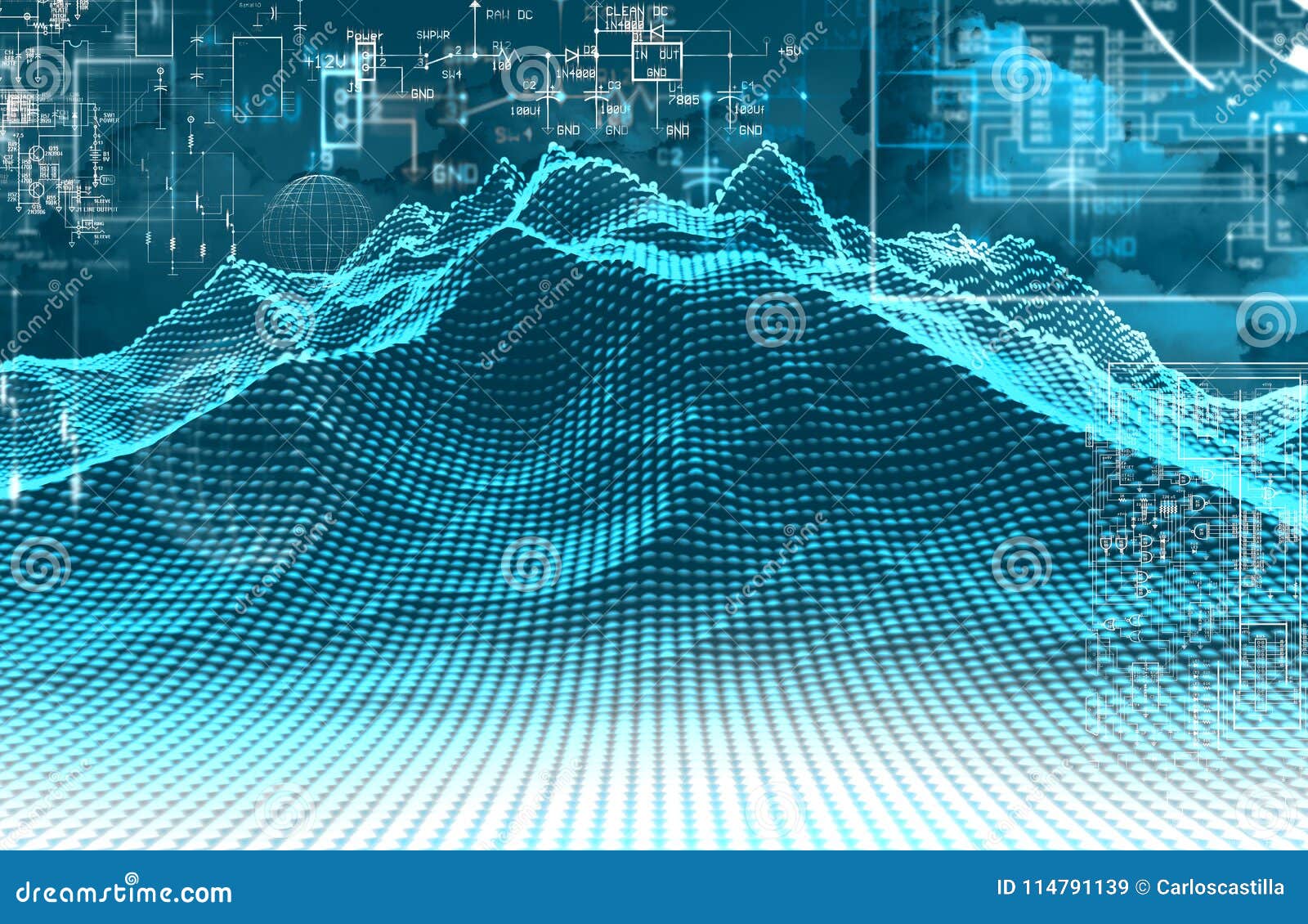 Cloud Computing and Tech Design.3d Rendering Stock Illustration ...