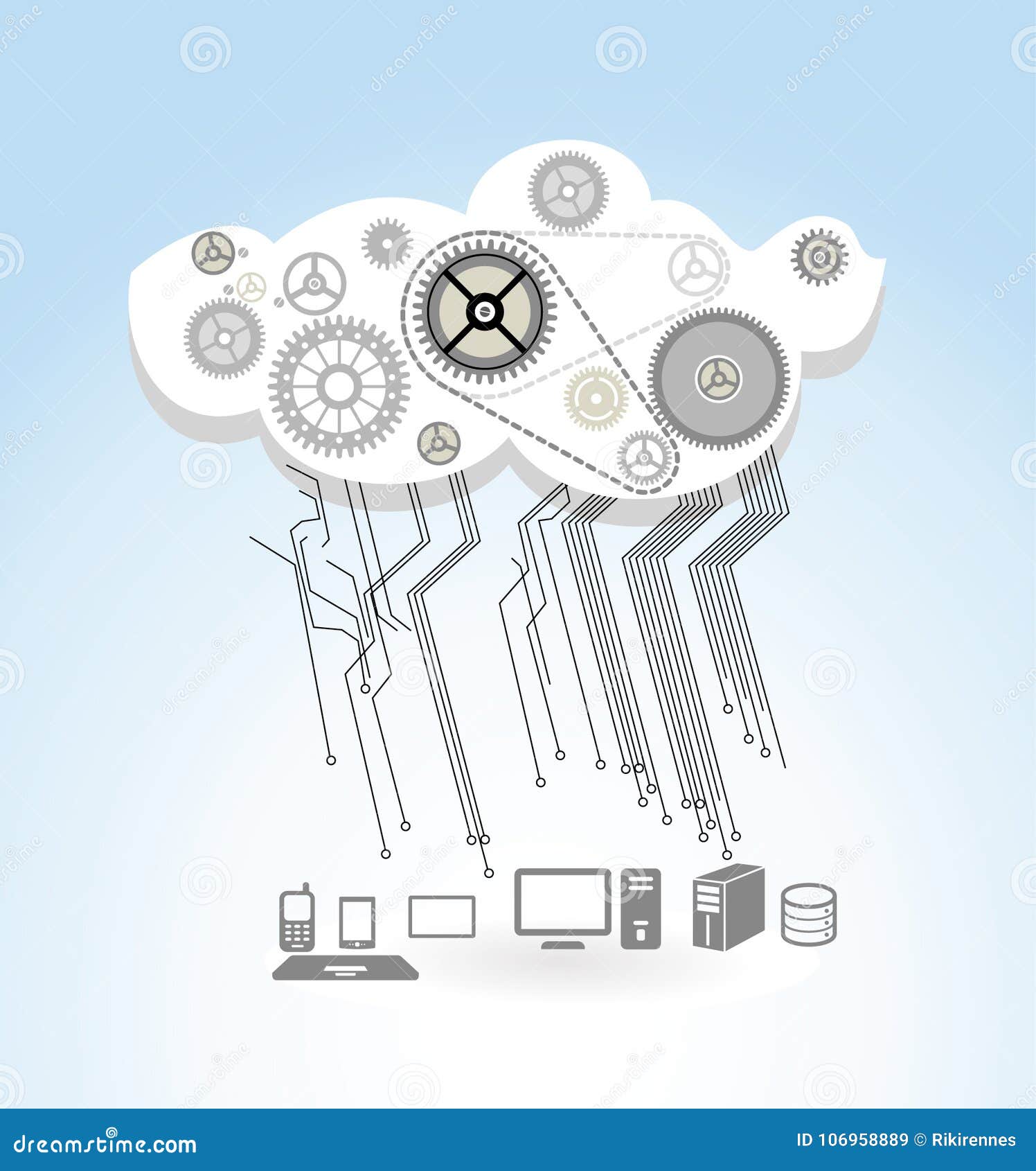 Abstract Connection of Cloud Computing Stock Illustration ...