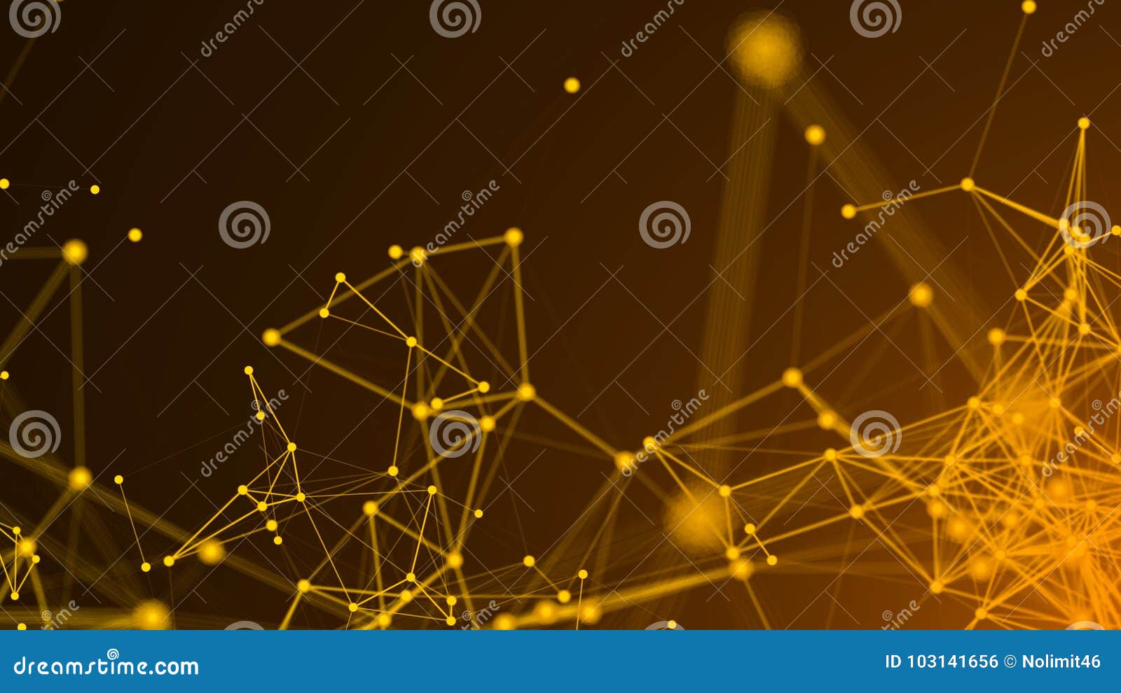 Abstract Connection Dots. Technology Background. Digital Drawing Gold ...