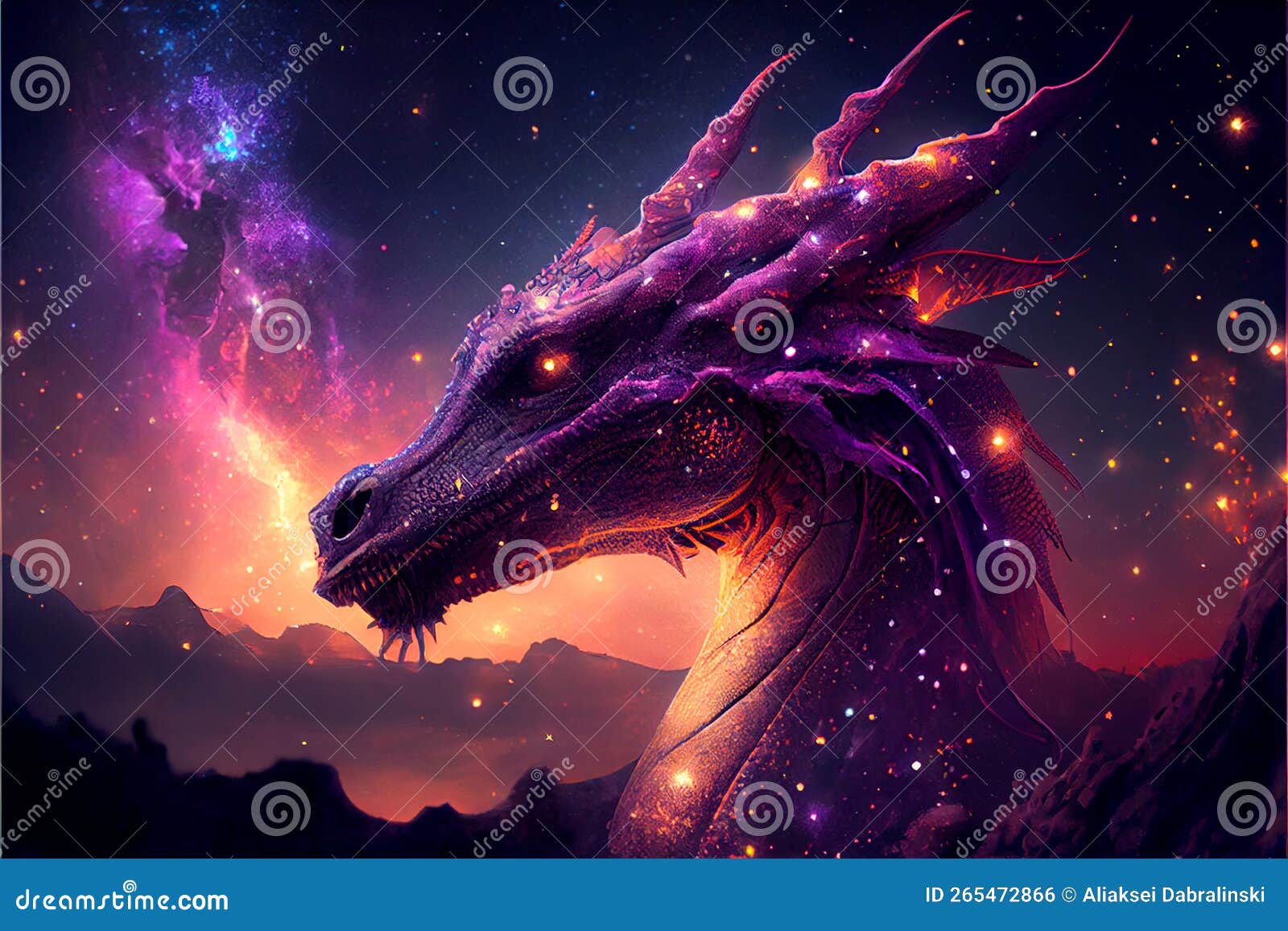 Abstract Constellation Dragon in the Galaxy in Art Style Stock ...
