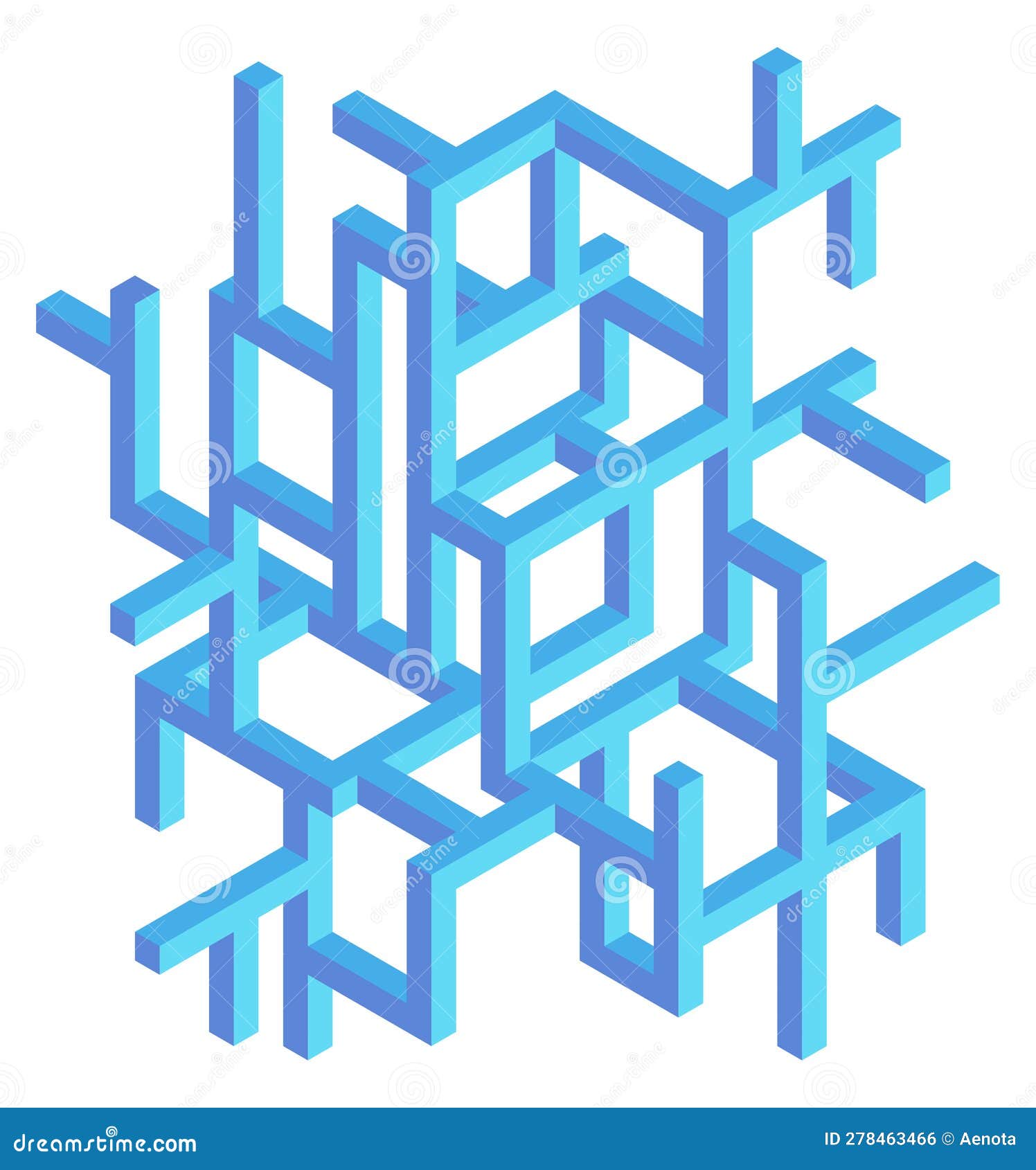 Abstract Construction - 3D Pixel Art Isometric Pattern for Design Project Impossible Art ...