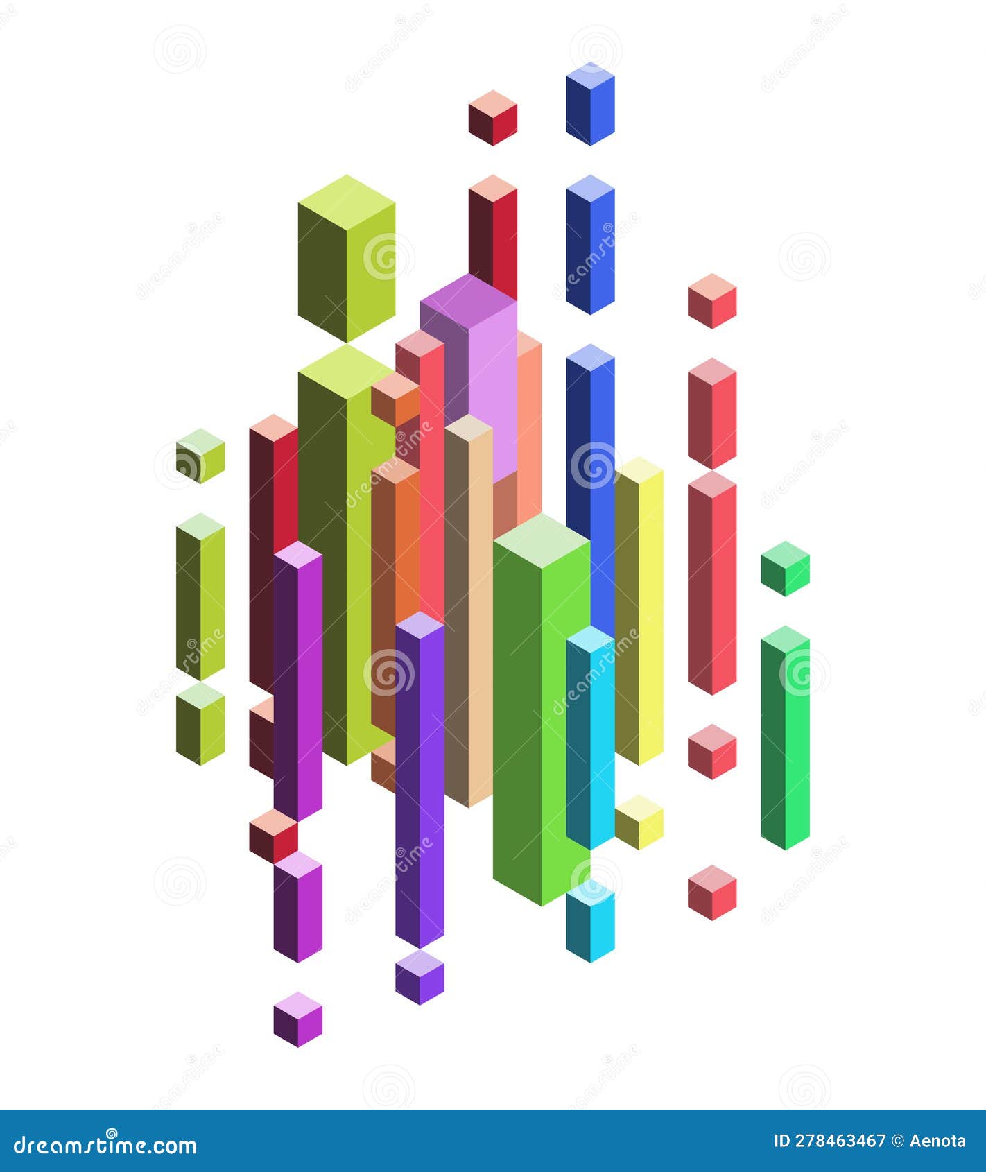 Abstract Construction 3D Pixel Art Isometric Pattern for Design Project ...