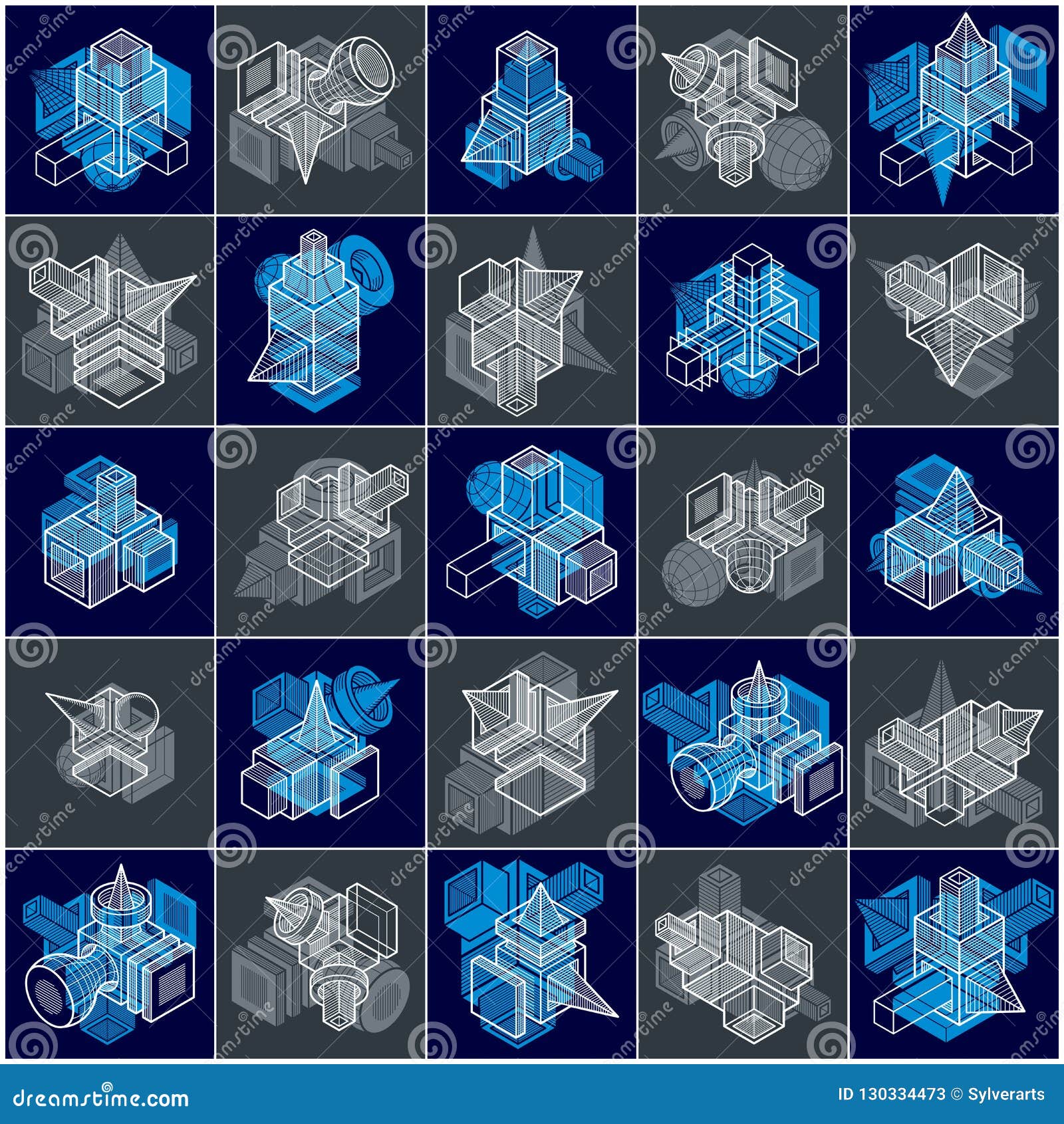 Abstract Construction Isometric Designs Collection, Vector Set. Stock ...