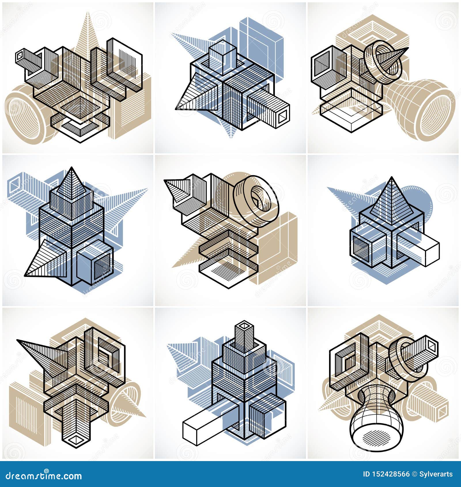 Abstract Construction Isometric Designs Collection. Stock Vector ...
