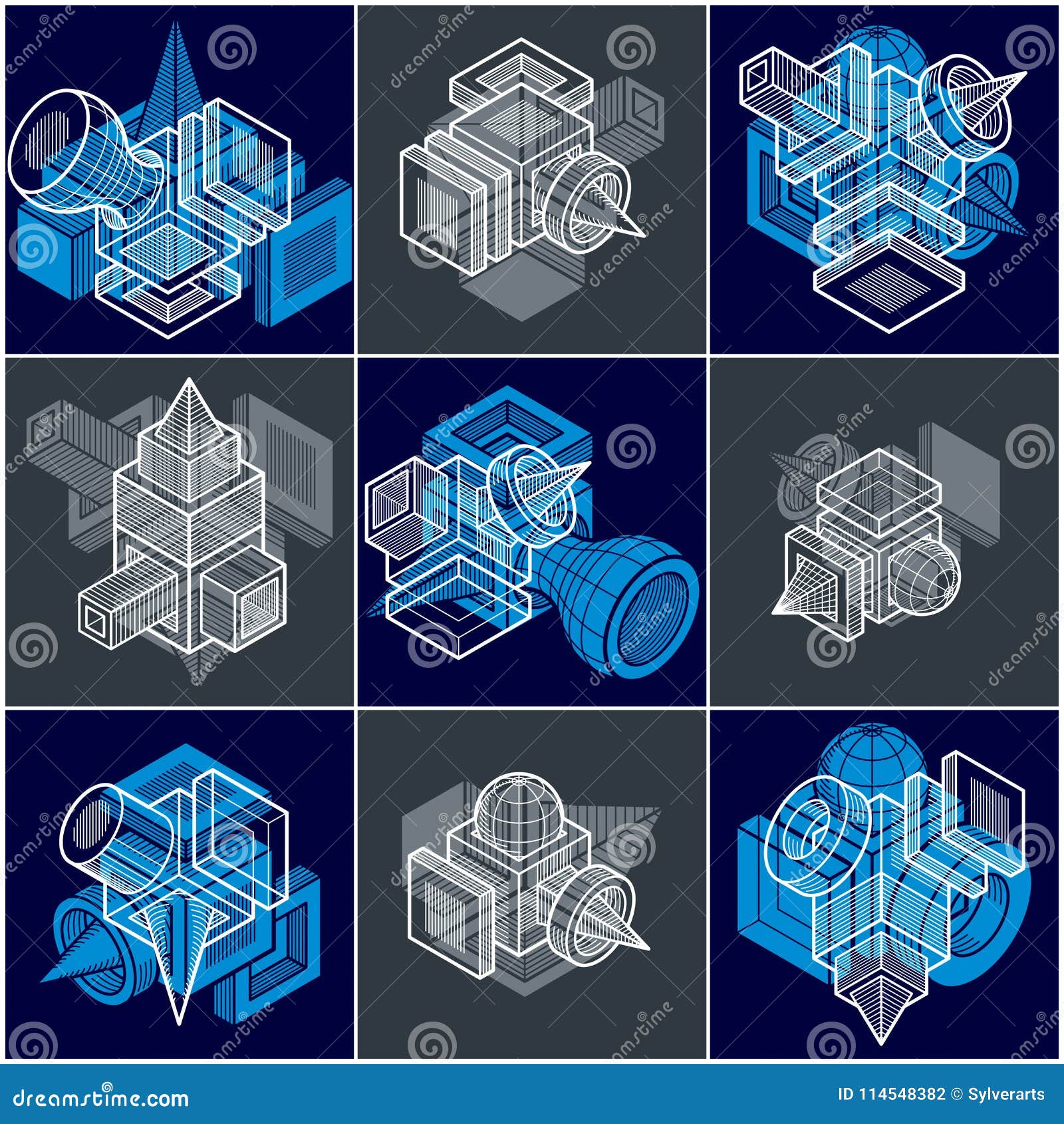 Abstract Construction Isometric Designs Collection, Vector Set. Stock ... Abstract Construction Isometric Designs Collection, Vector Set. Stock ...