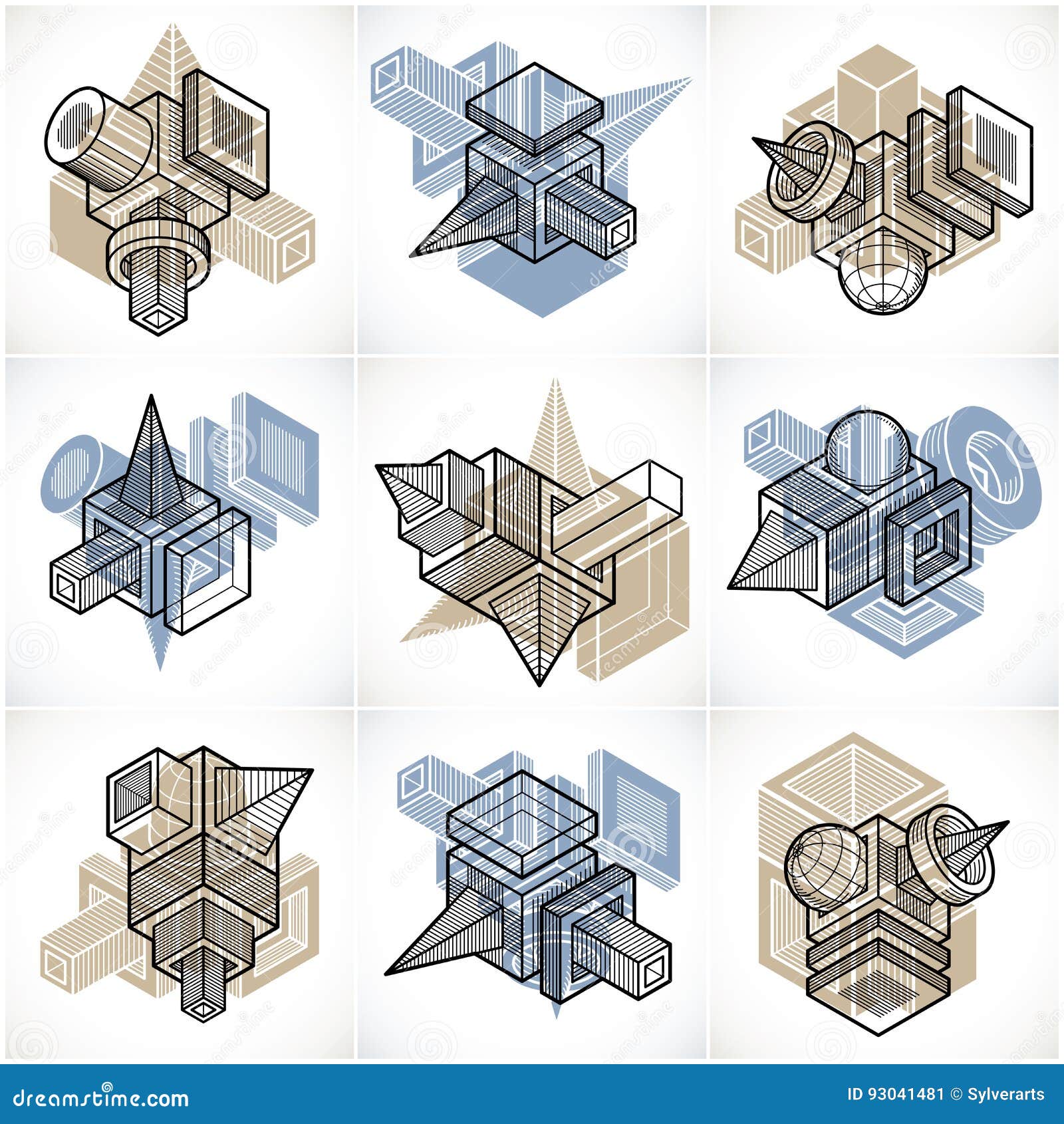 Abstract Construction Isometric Designs Collection, Vector Set. Stock ...