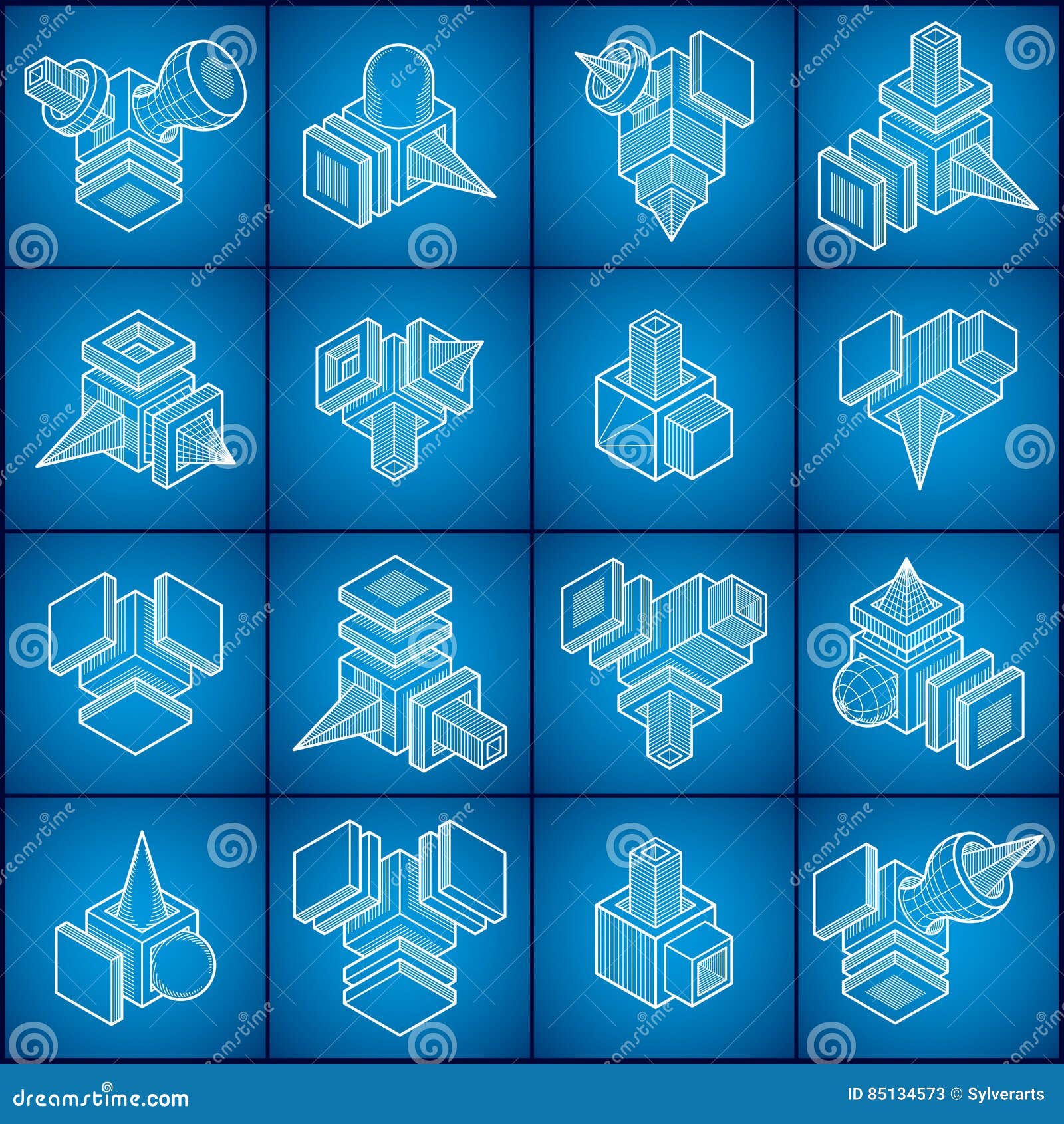 Abstract Construction Isometric Designs, Vector Set. Stock Vector ...